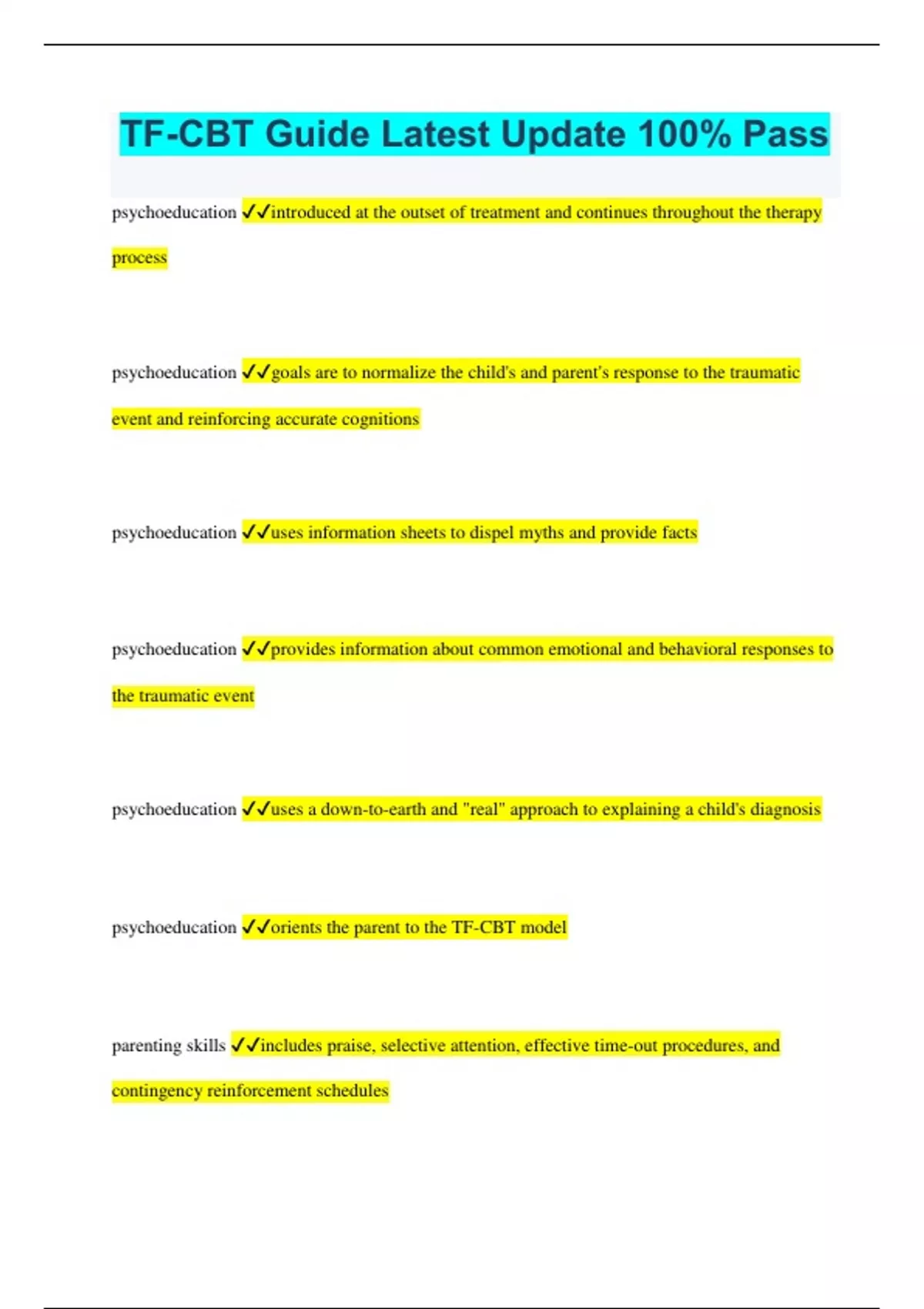 TF-CBT Guide Latest Update 100% Pass - TF-CBT - Stuvia US