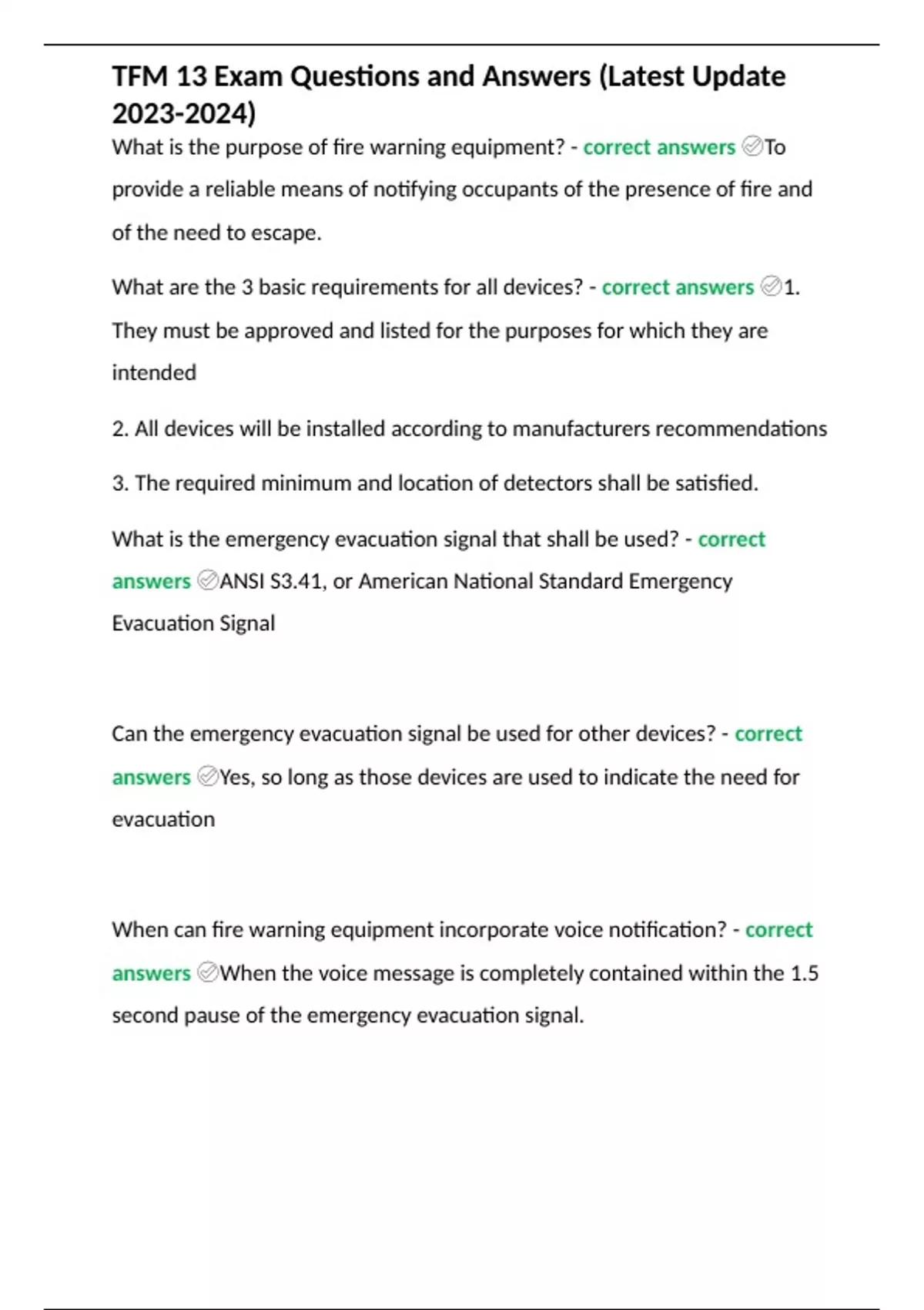 TFM 13 Exam Questions and Answers (Latest Update ) - TFM 13 E - Stuvia US