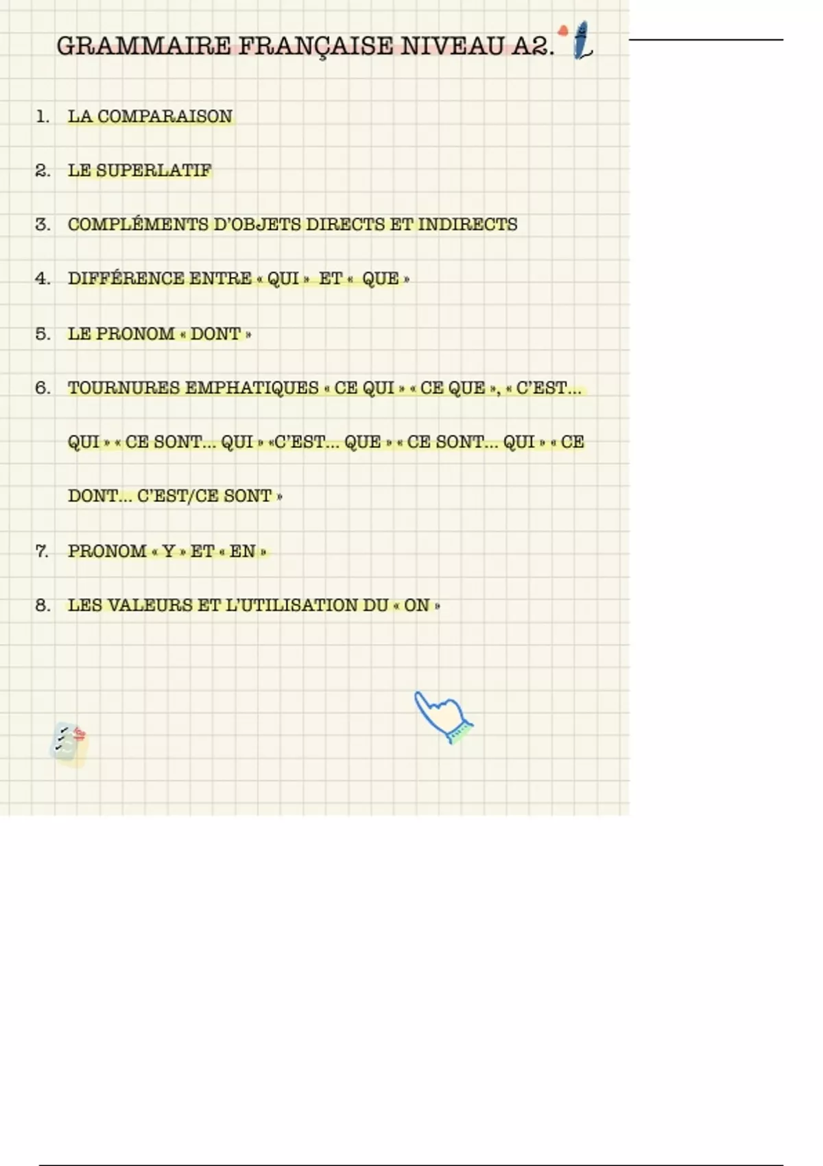 EXPLICACIÓN GRAMATICAL FRANCESA DE NIVEL A2 CON EJERCICIOS Y CORRECCIÓN ...