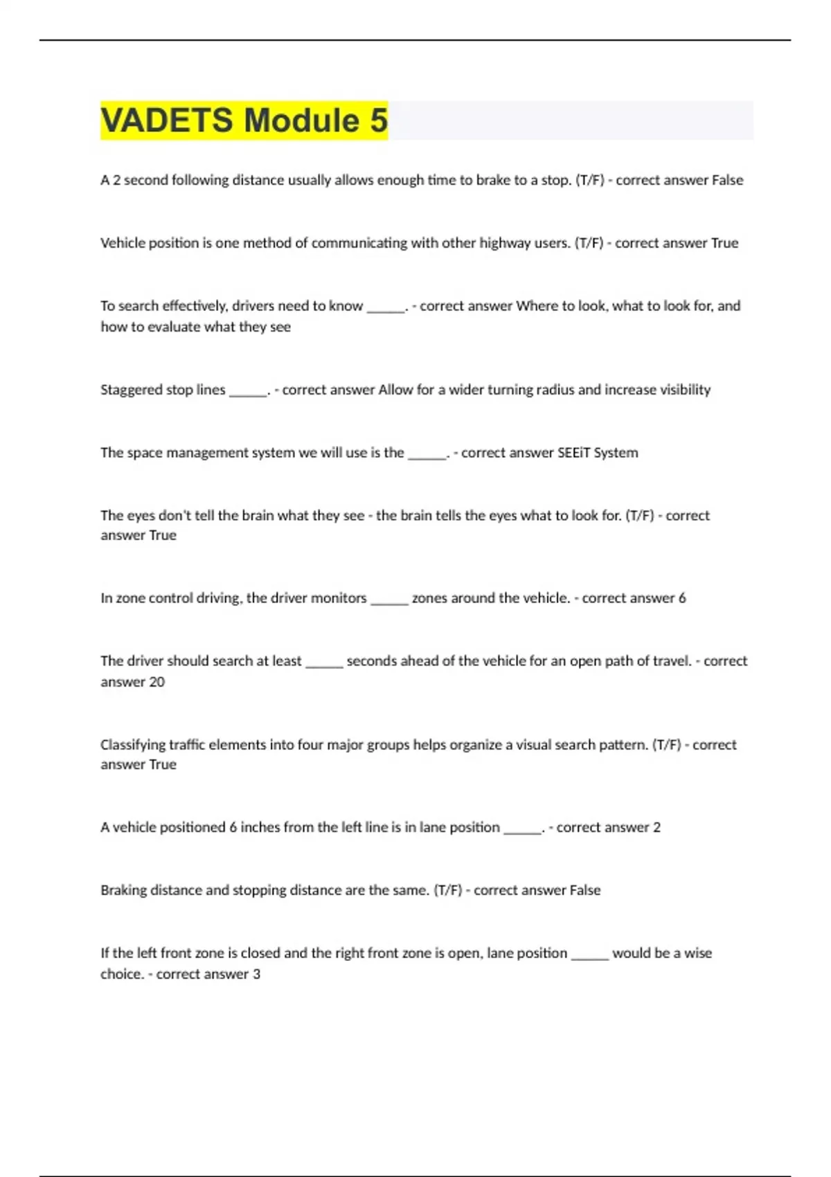 VADETS Module 5 - VADETS - Stuvia US