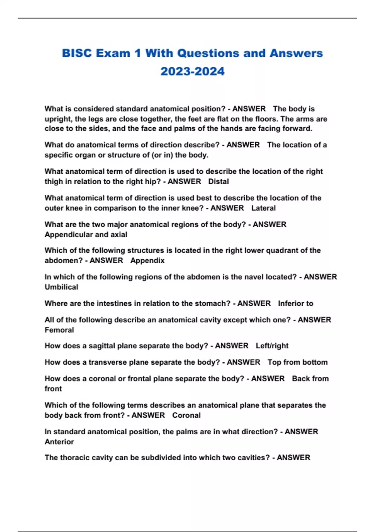 BISC PACKAGED EXAMS - Stuvia US