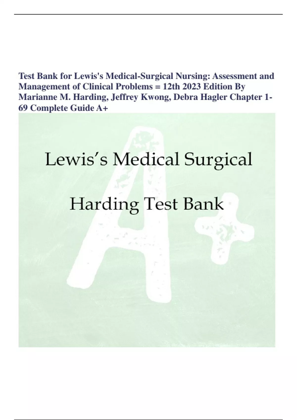 Test Bank for Lewis's Medical-Surgical Nursing: Assessment and ...