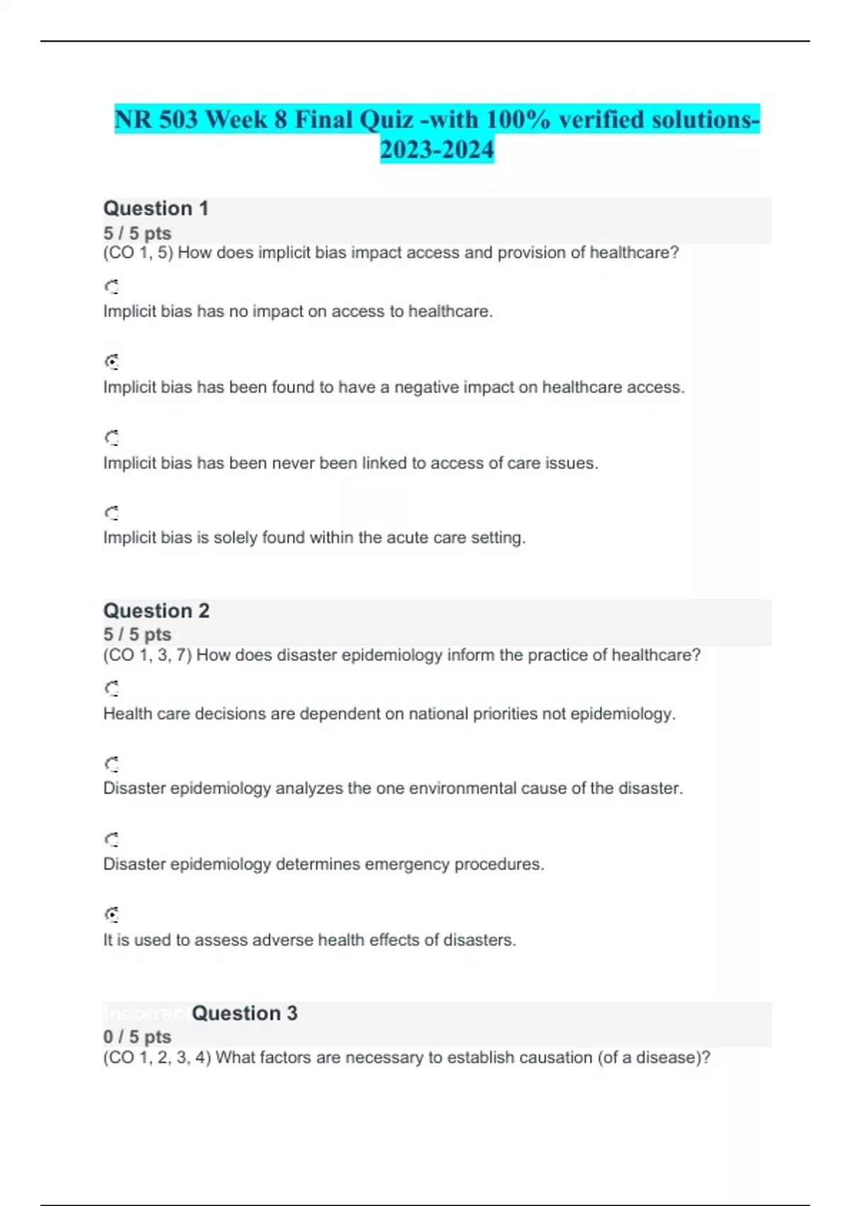 NR 503 Week 8 Final Quiz -with 100% verified solutions- - NR 503 (NR503) - Stuvia US