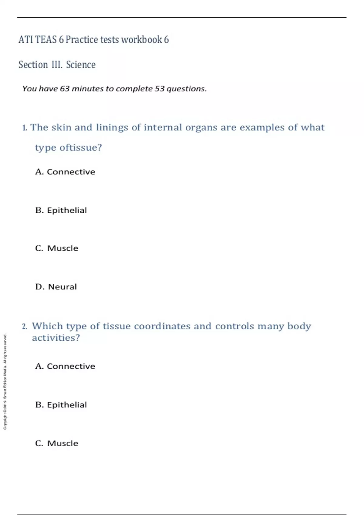 ATI TEAS 6 Practice tests workbook 6 Section III. Science 2023/2024 ...
