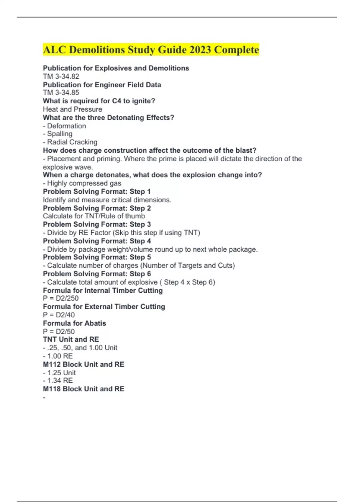 ALC Demolitions Study Guide 2023 Complete - ALC Demolitions - Stuvia US