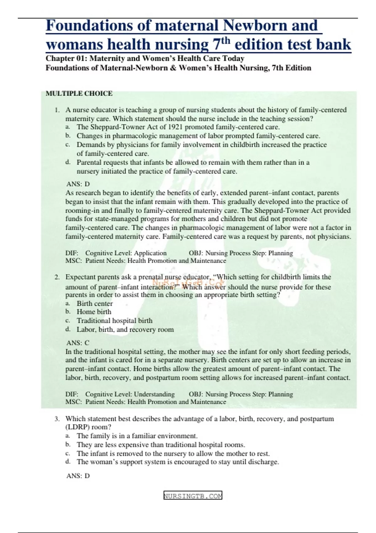 Foundations of maternal Newborn and womans health nursing 7th edition ...