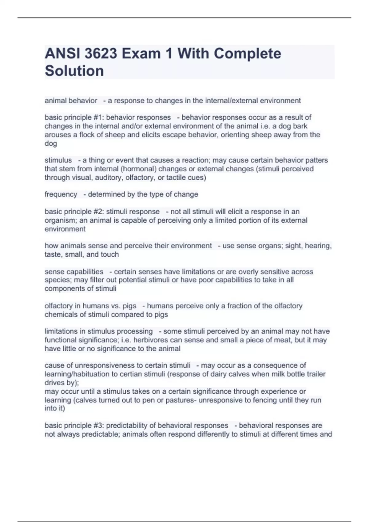 ANSI 3623 Exam 1 With Complete Solution - ANSI - Stuvia US