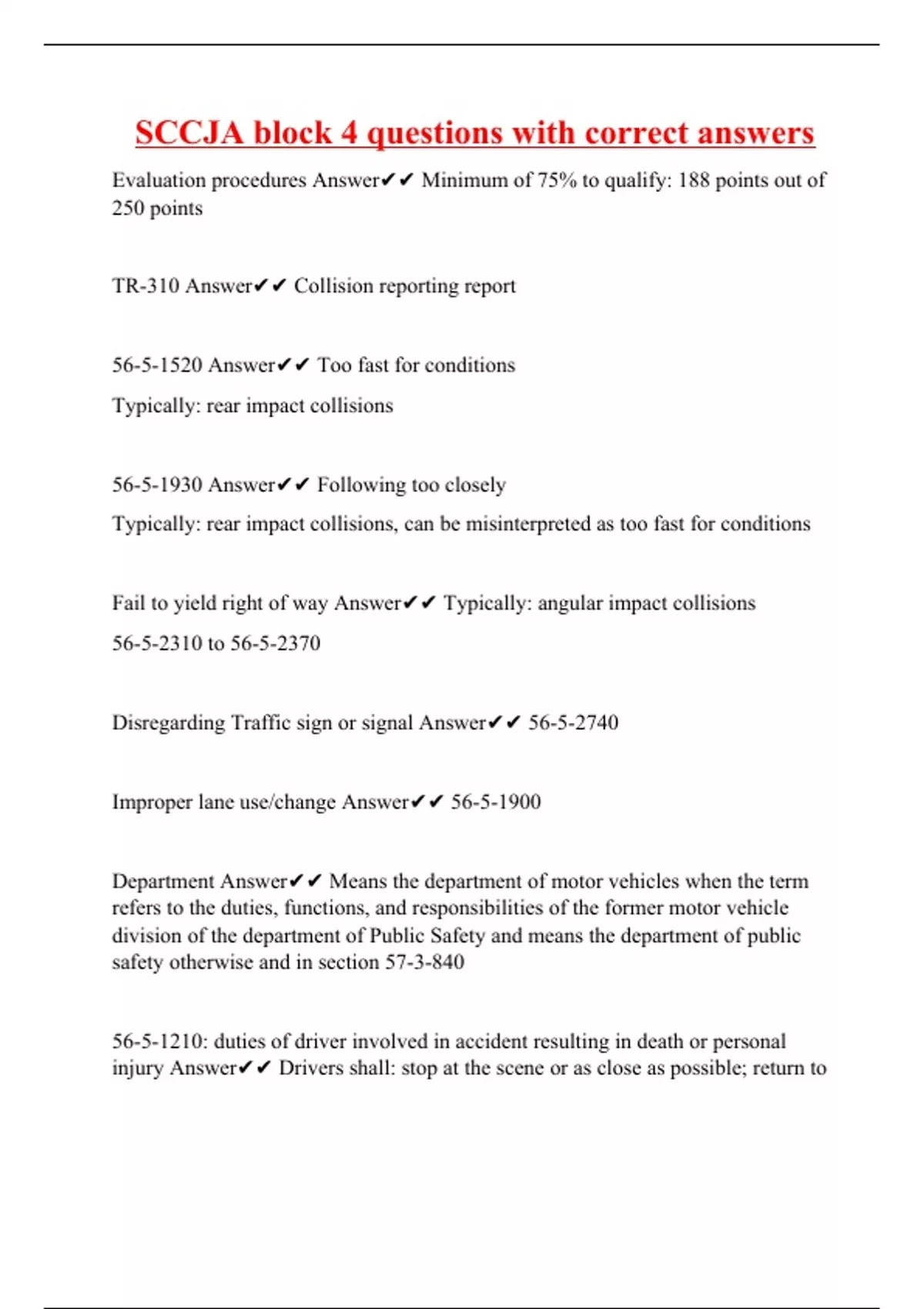 SCCJA block 4 questions with correct answers - Sccja - Stuvia US