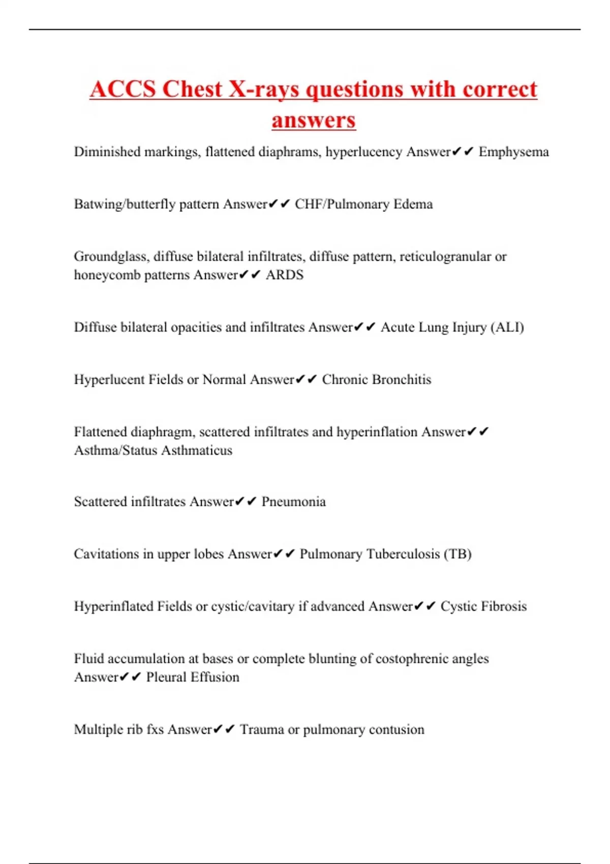 ACCS Chest X-rays questions with correct answers - RRT-ACCS ...
