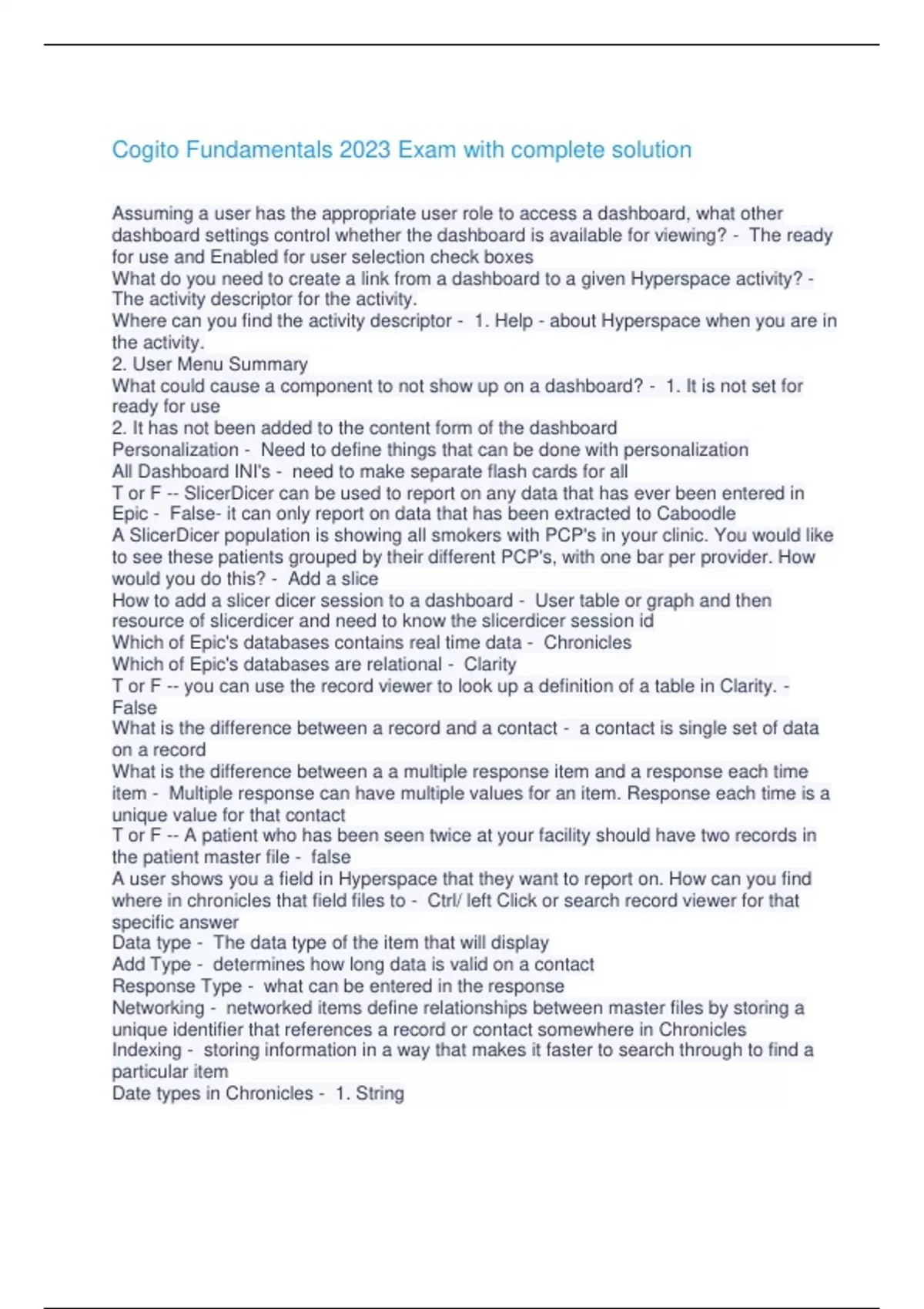 Cogito Fundamentals 2023 Exam with complete solution - Cogito Fundamentals 2023 - Stuvia US