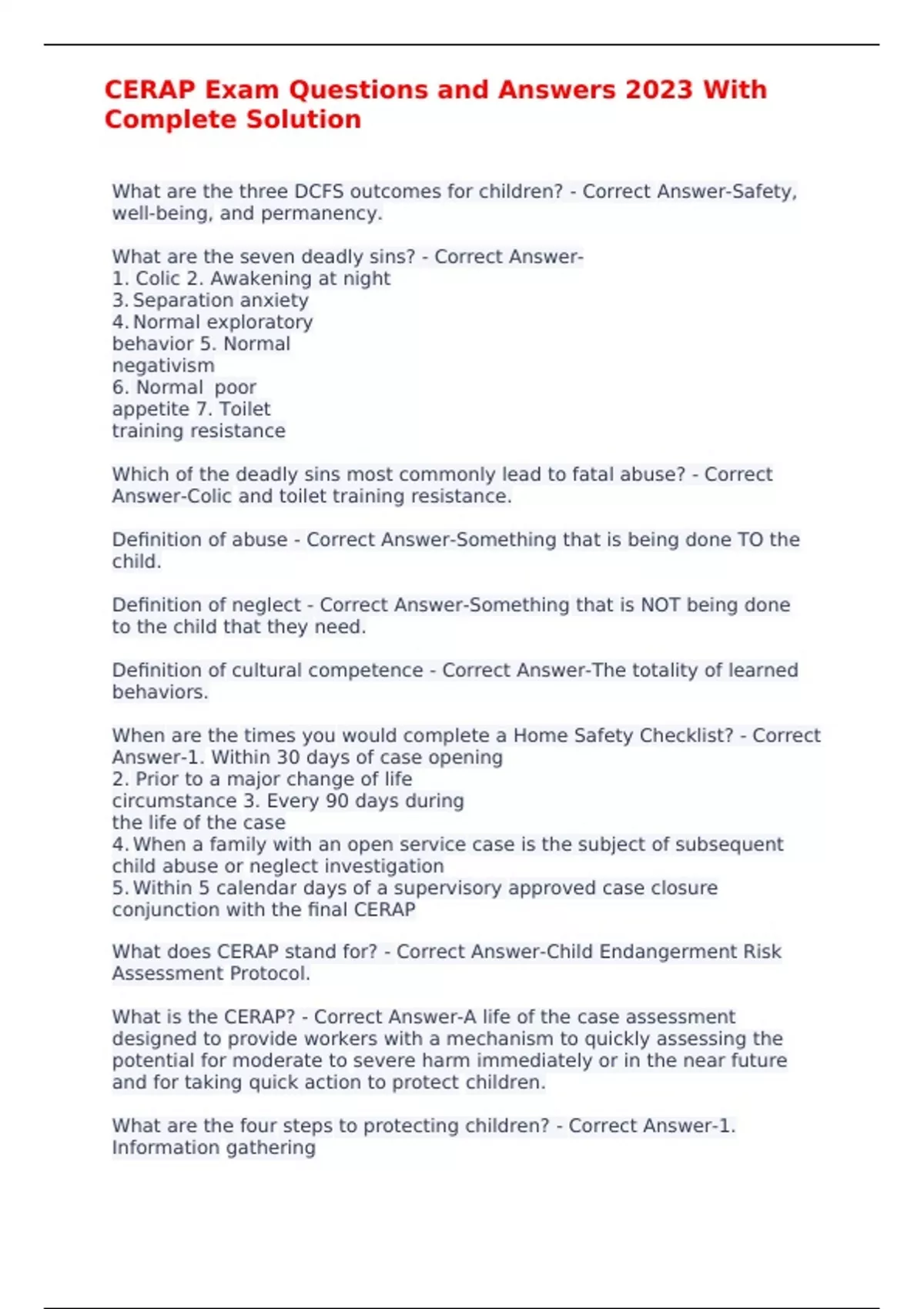 CERAP Exams {Bundle Compilation} - Stuvia US