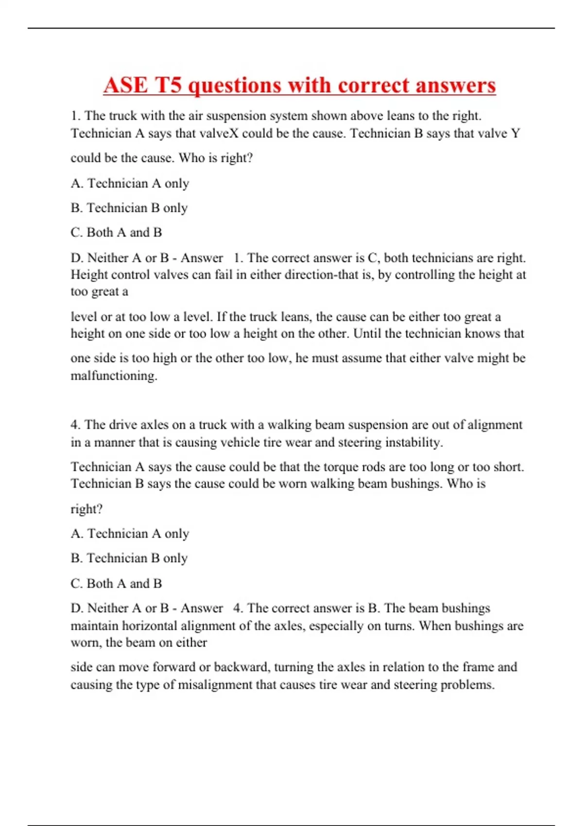 ASE T5 questions with correct answers - ASE T5 - Stuvia US
