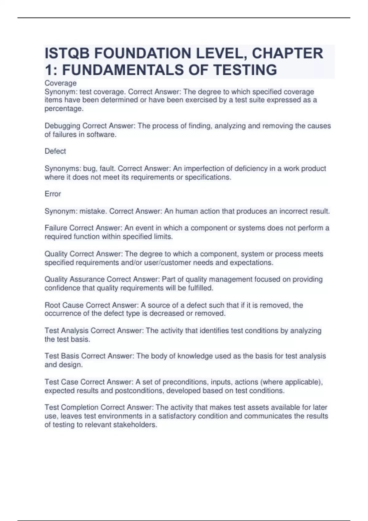 Istqb Foundation Level Chapter 1 Fundamentals Of Testing Istqb Foundation Level Chapter 1