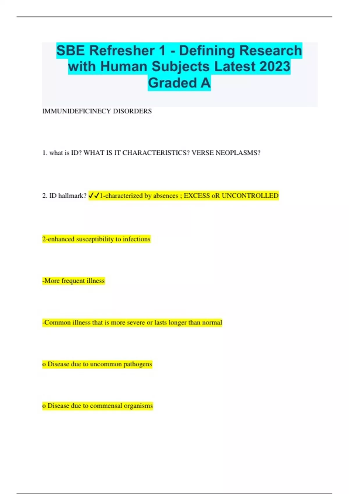SBE Refresher 1 - Defining Research with Human Subjects Latest 2023 ...