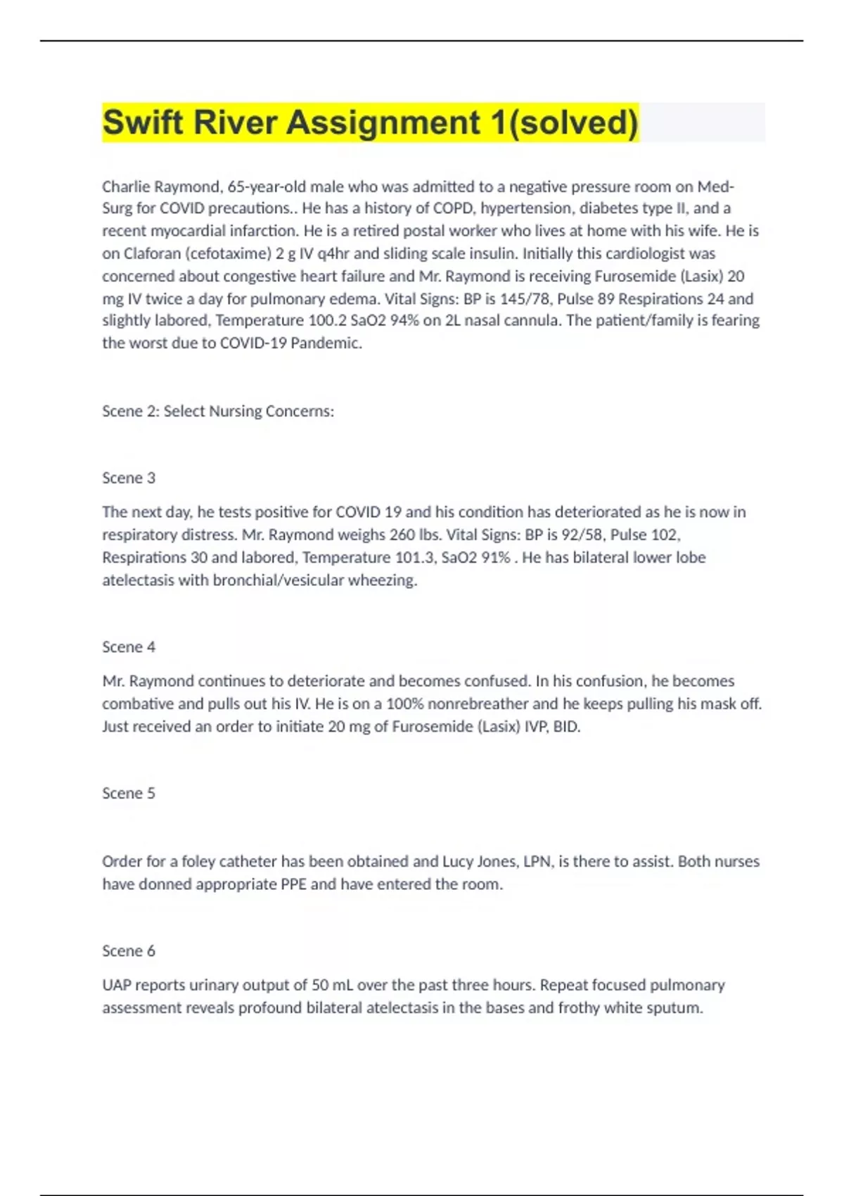 Swift River Assignment 1(solved) - Swift River - Stuvia US