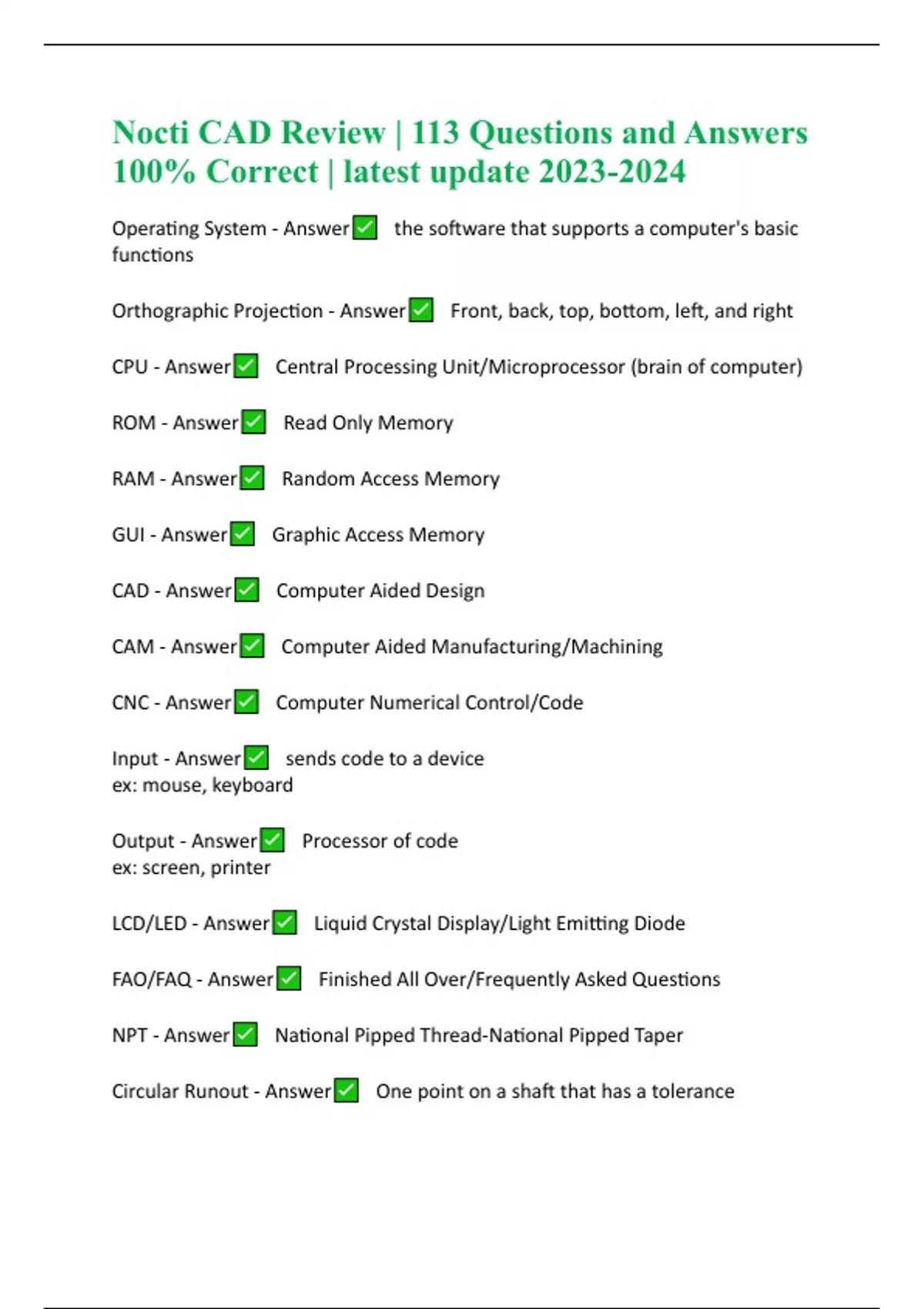 Nocti CAD Review | 113 Questions and Answers 100% Correct | latest ...