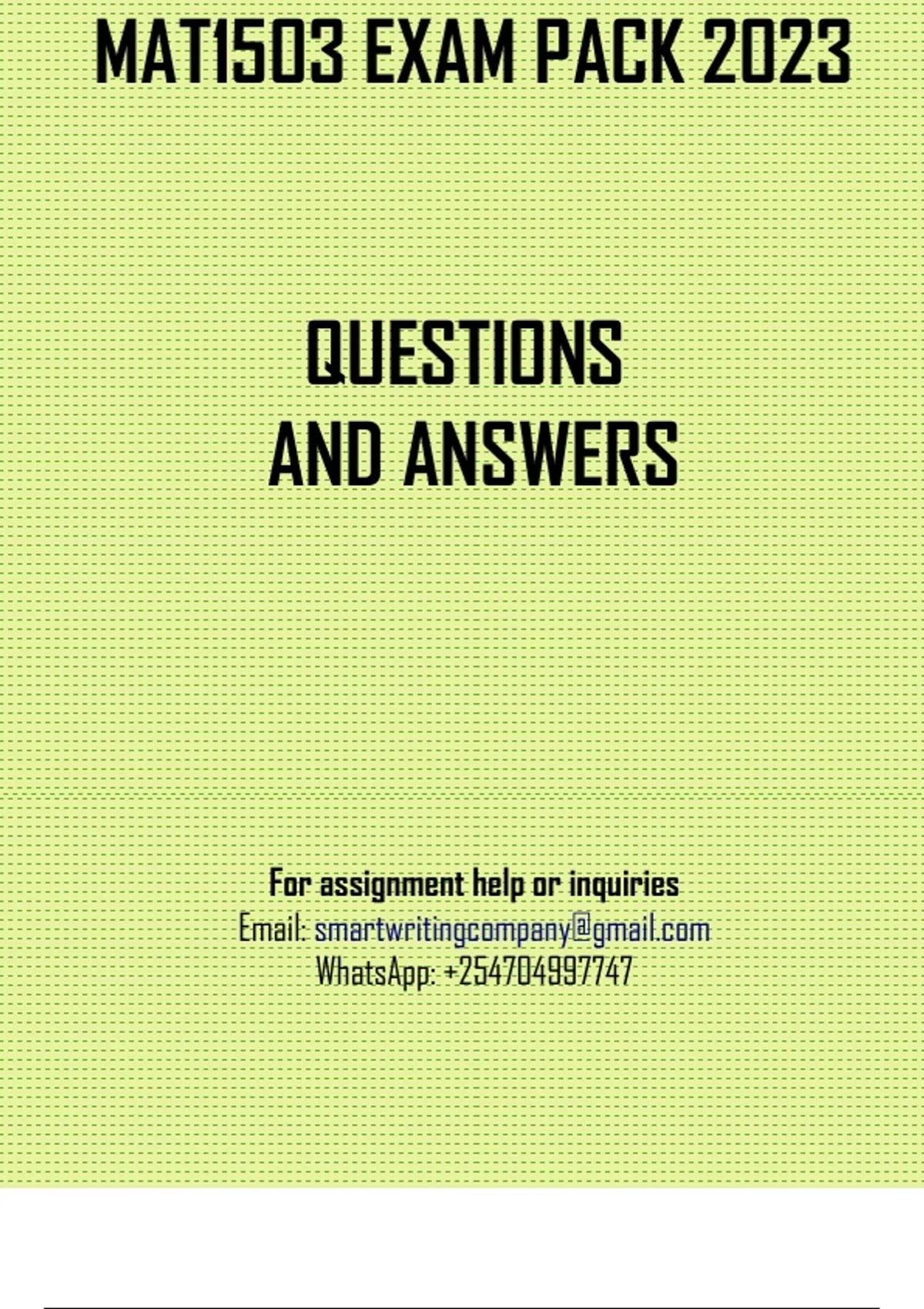 MAT1503 EXAM PACK 2023 - Linear Algebra I (MAT1503) - Stuvia SA