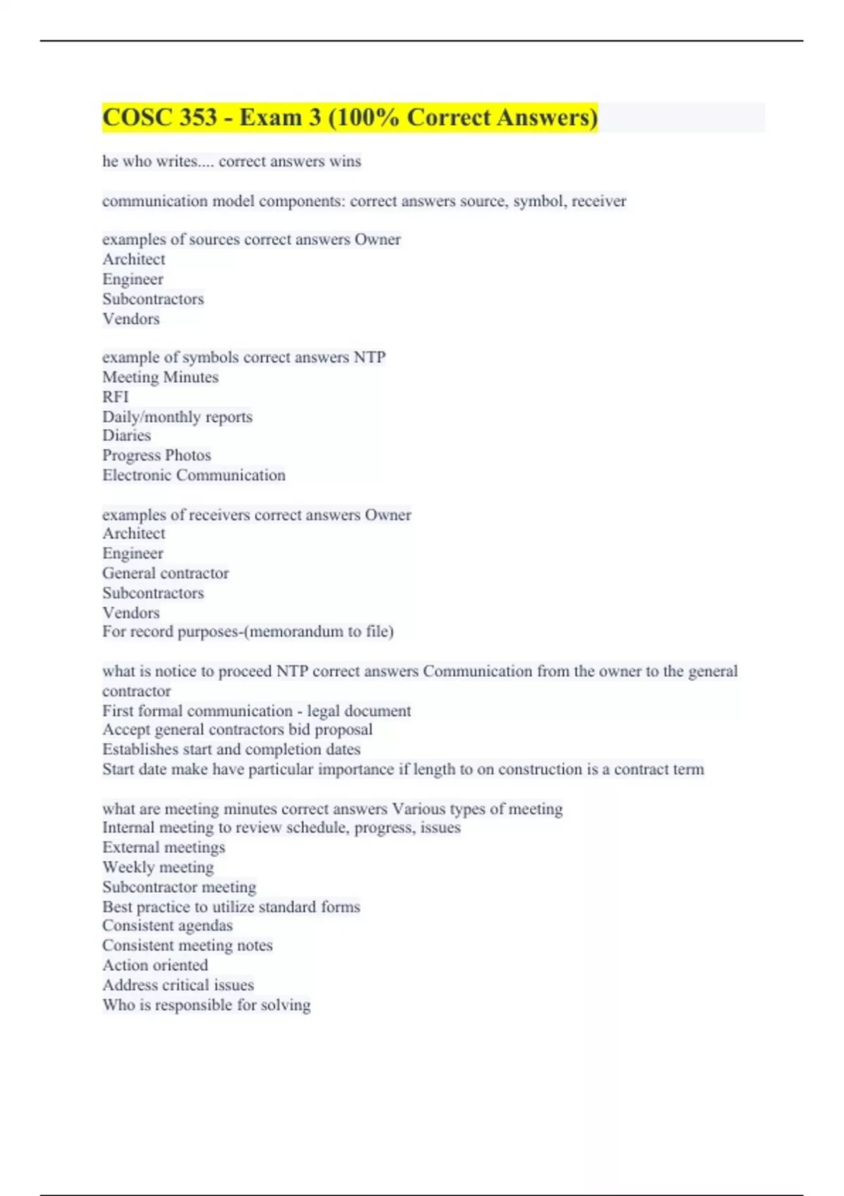 COSC 353 (100% Errorless Answers) - Stuvia US