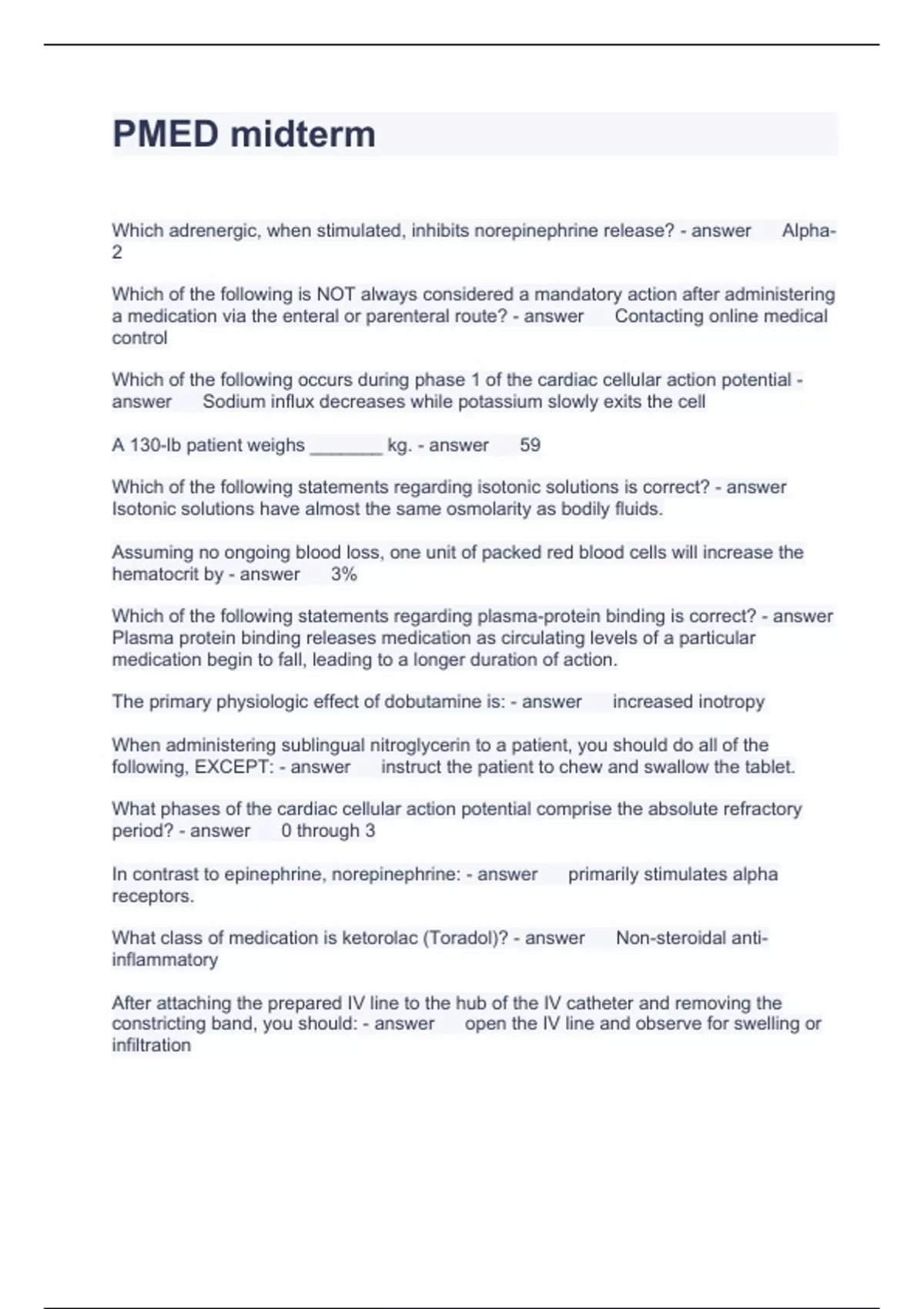 PMED TEST BUNDLE SET 2023 - Stuvia US