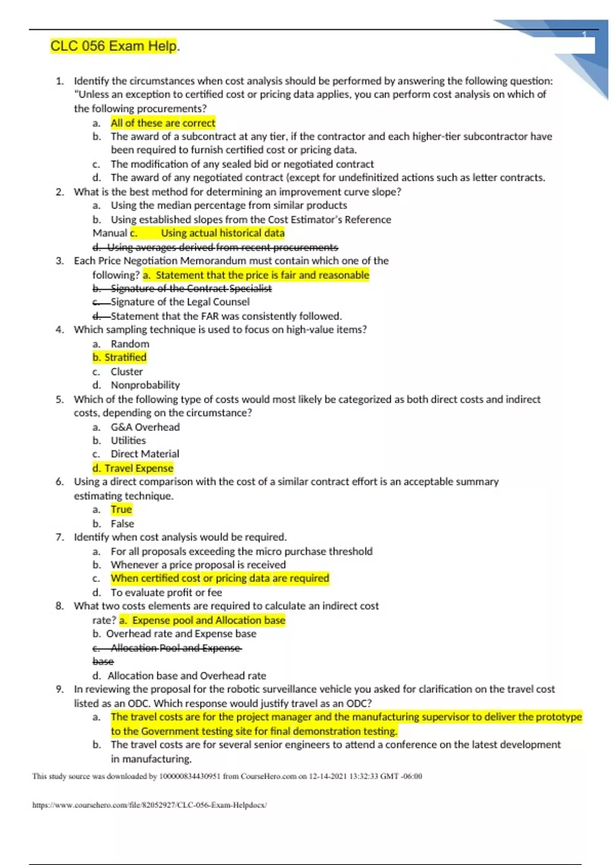 CLC_056_Exam_Help - CLC - Stuvia US