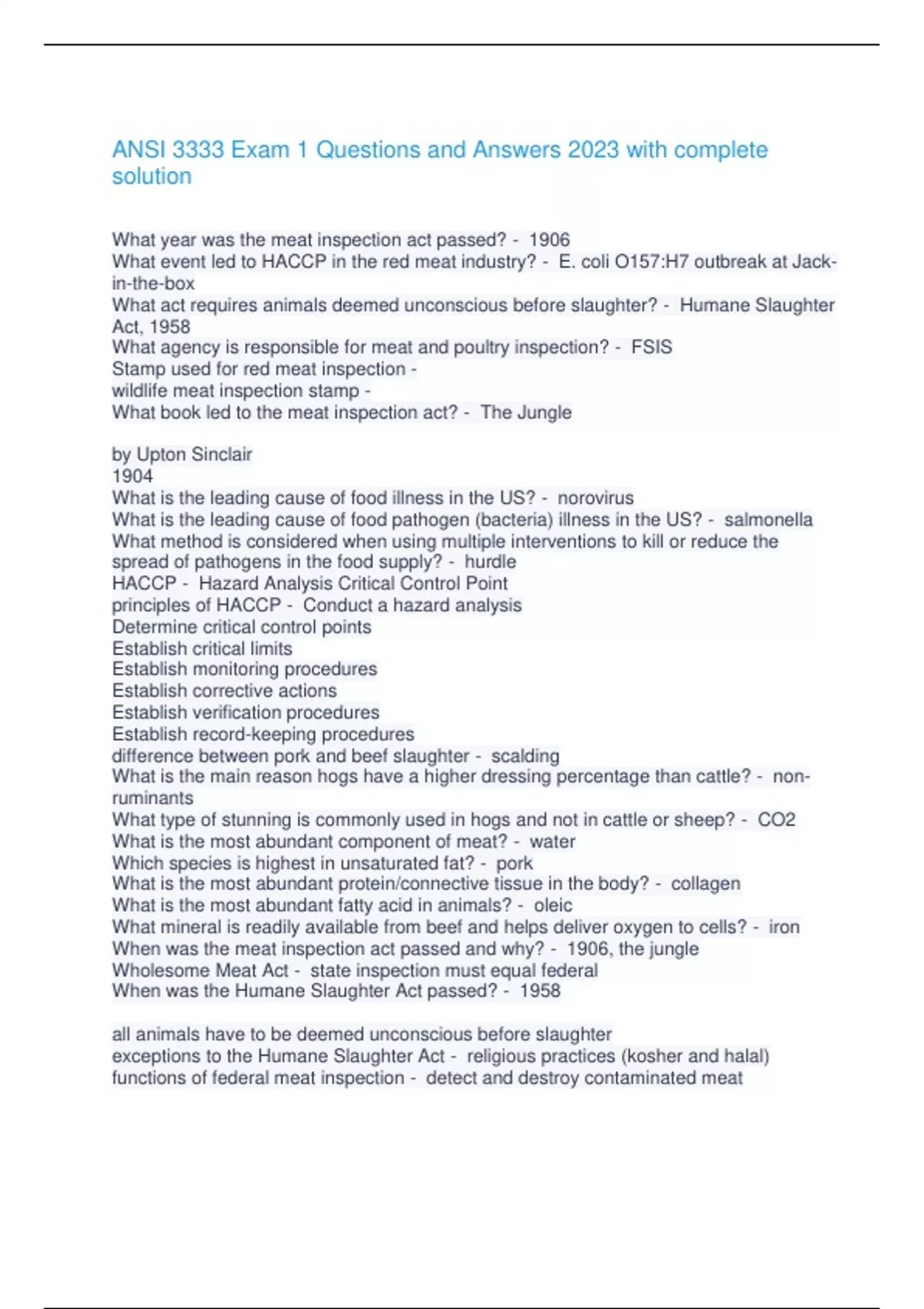 ANSI 3333 Exam 1 Questions and Answers 2023 with complete solution ...