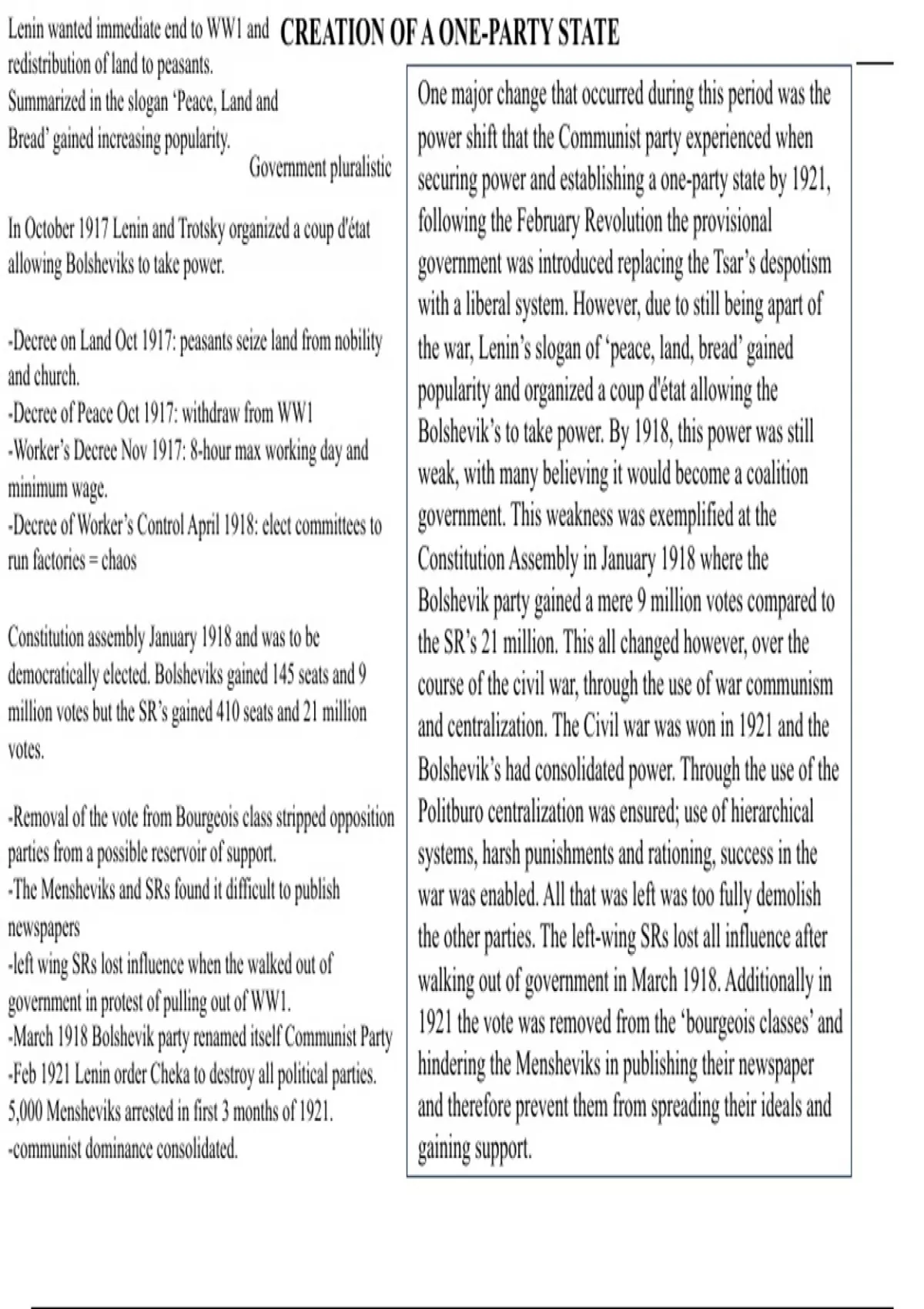 Summary ALEVEL NOTES with example paragraphs 1E: Russia, 1917–91: from ...