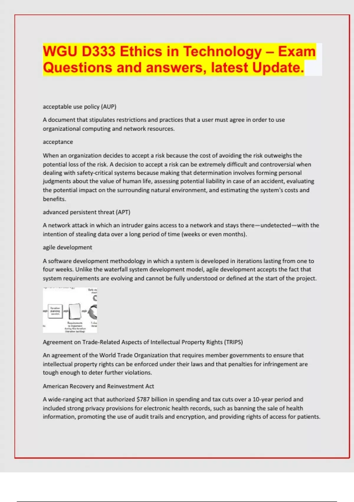 WGU D333 Ethics in Technology – Exam Questions and answers, latest ...