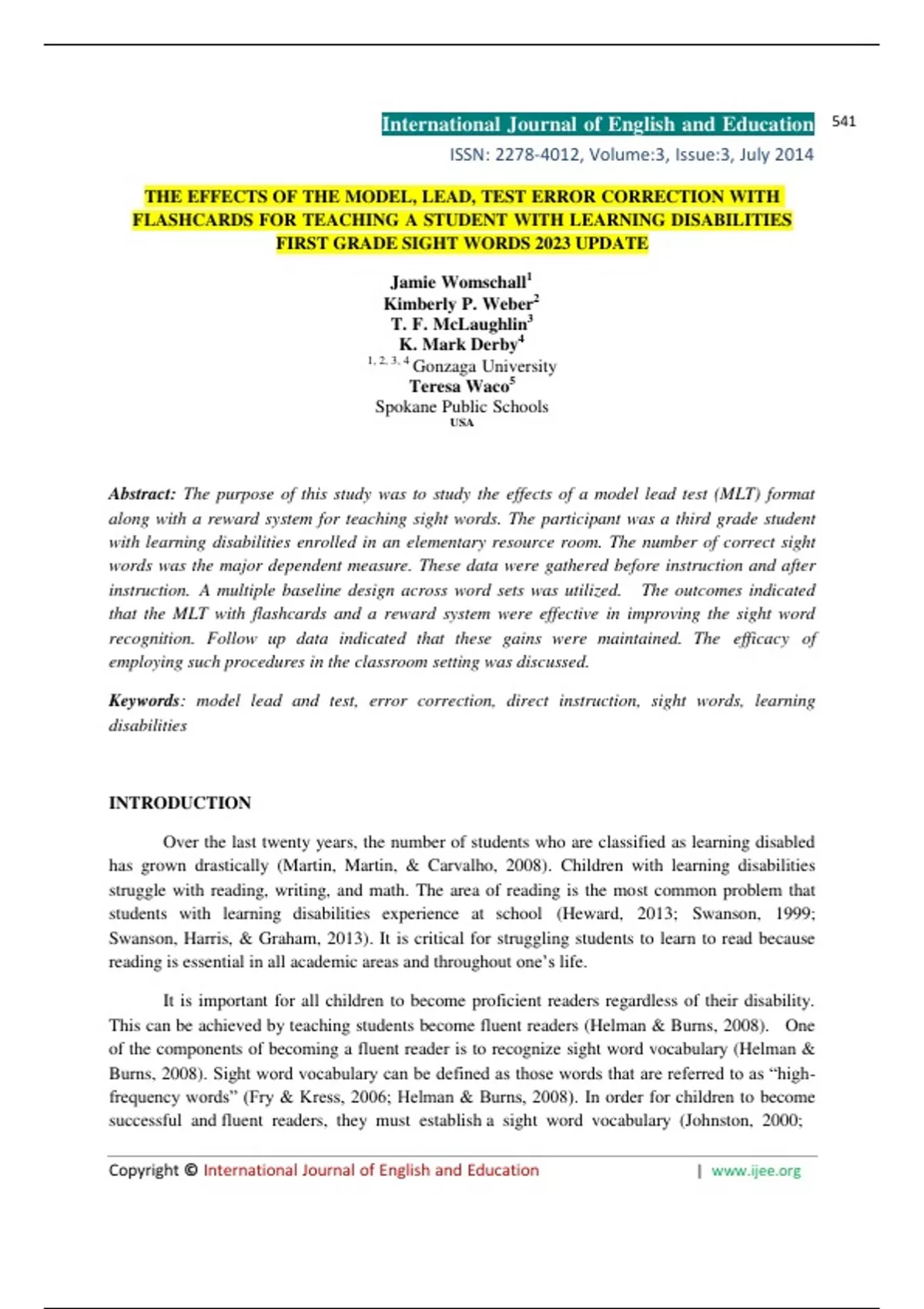 THE EFFECTS OF THE MODEL, LEAD, TEST ERROR CORRECTION WITH FLASHCARDS ...