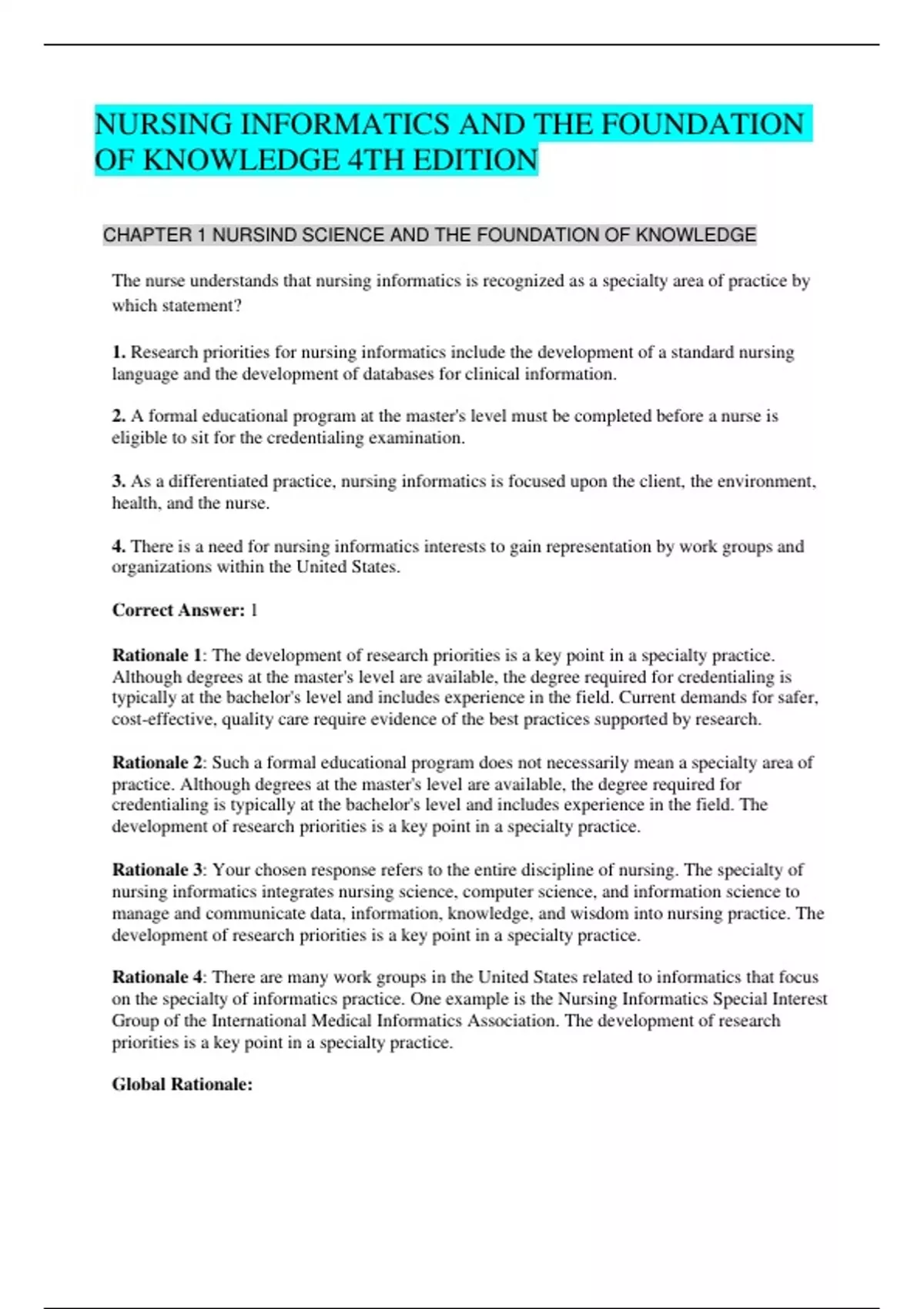 NURSING INFORMATICS AND THE FOUNDATION OF KNOWLEDGE 4TH EDITION - NURSING INFORMATICS AND THE ...