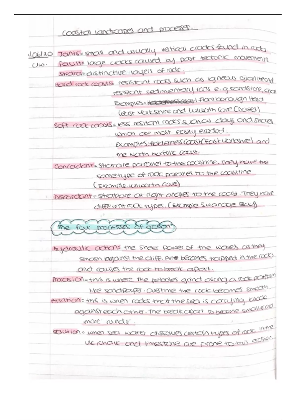 Topic 4 GCSE Geography class notes (rivers and coasts) Grade 9 ...