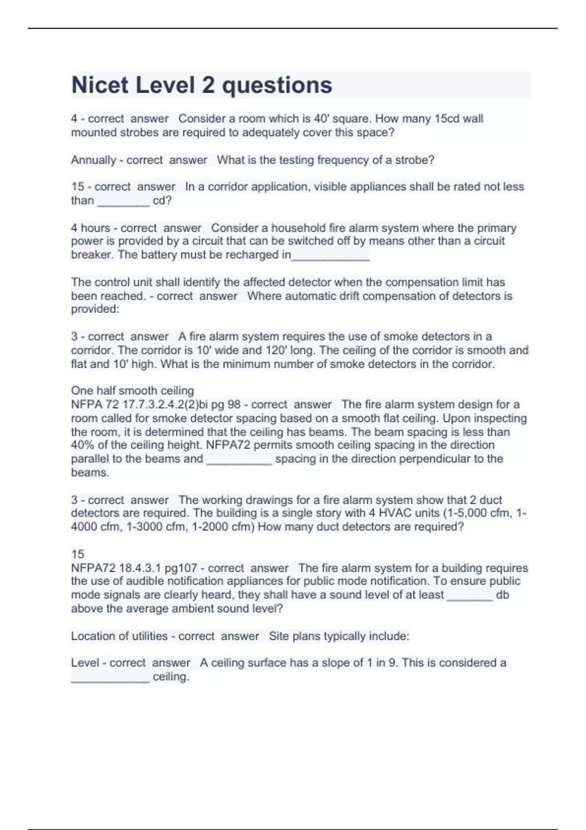 Nicet Level 2 questions with complete solution 2023 - NICET I/II/III/IV - National Institute For ...