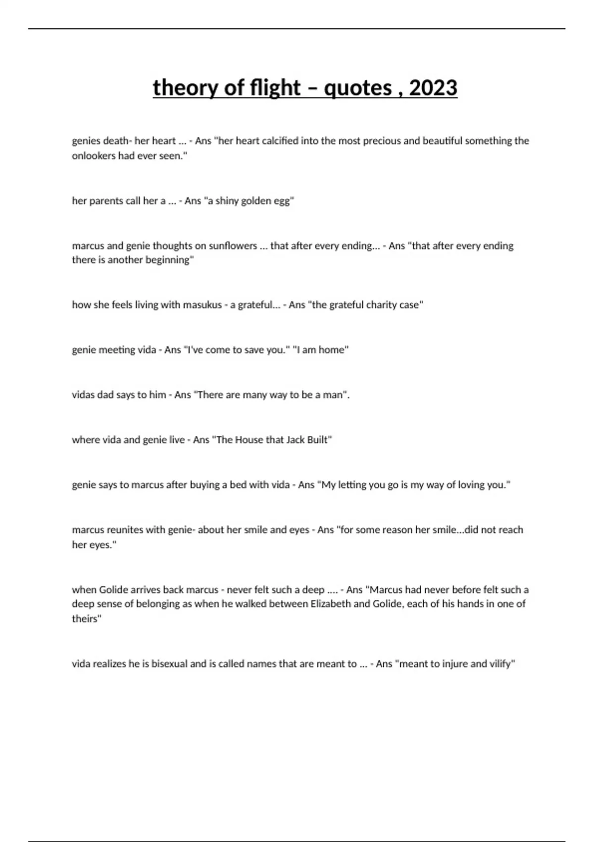 theory of flight – quotes , 2023 - English Home Language - Stuvia US