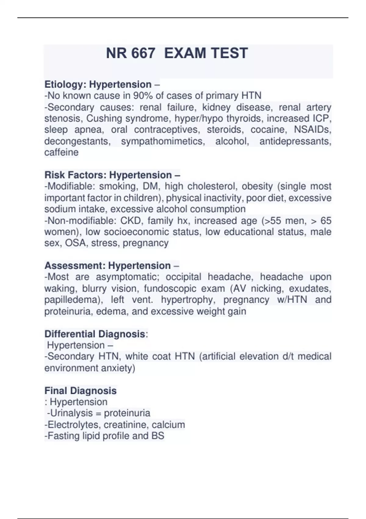 NR 667 EXAM QUESTIONS WITH 100% CORRECT ANSWERS - NR667/ NR 667 - Stuvia US