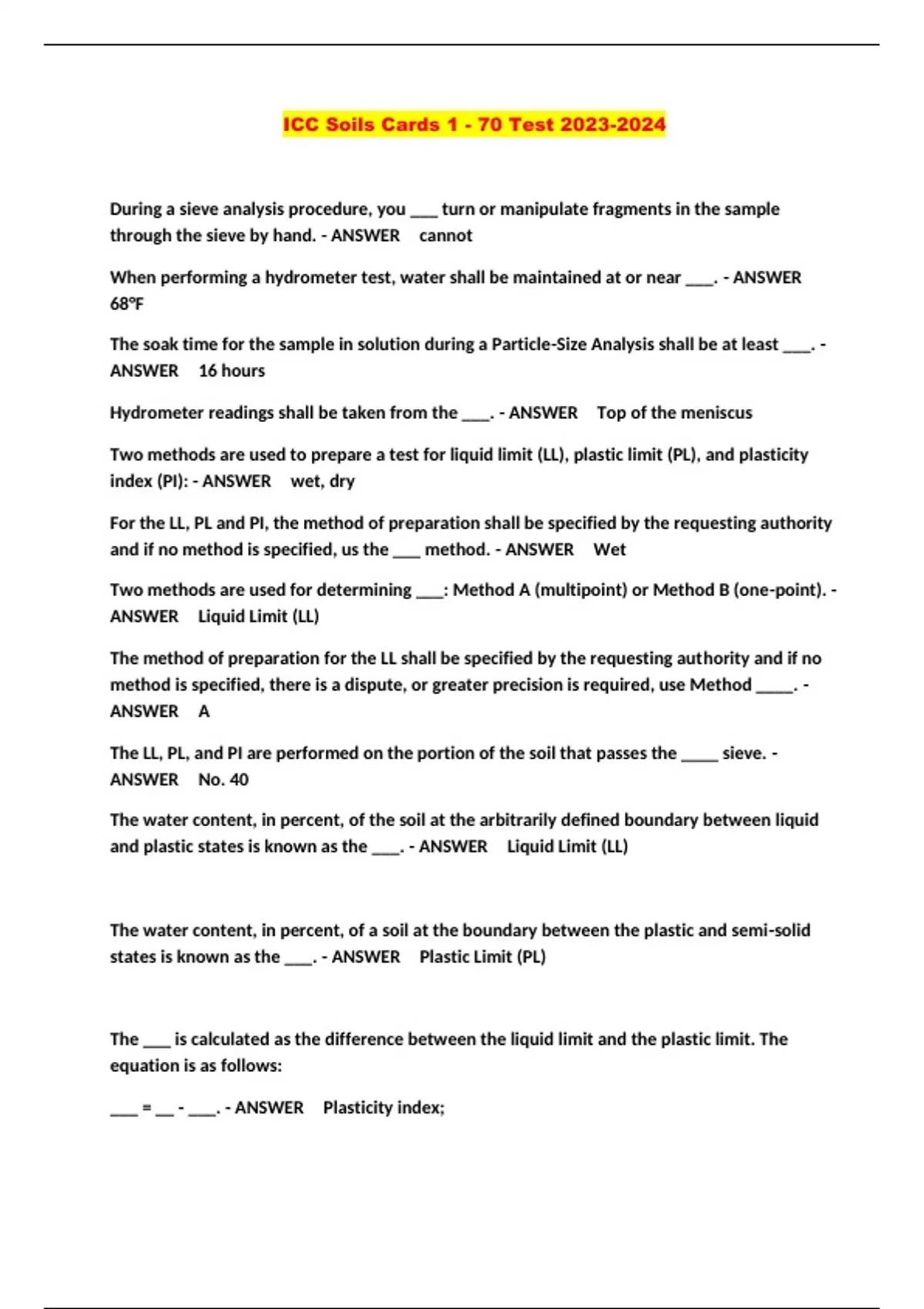 ICC Soils Cards 1 - 70 Test - ICC Soils - Stuvia US