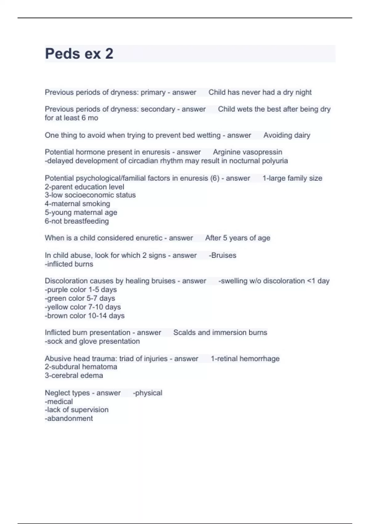 Peds ex 2 Questions with correct Answers 2023 - Booty cheeks - Stuvia US