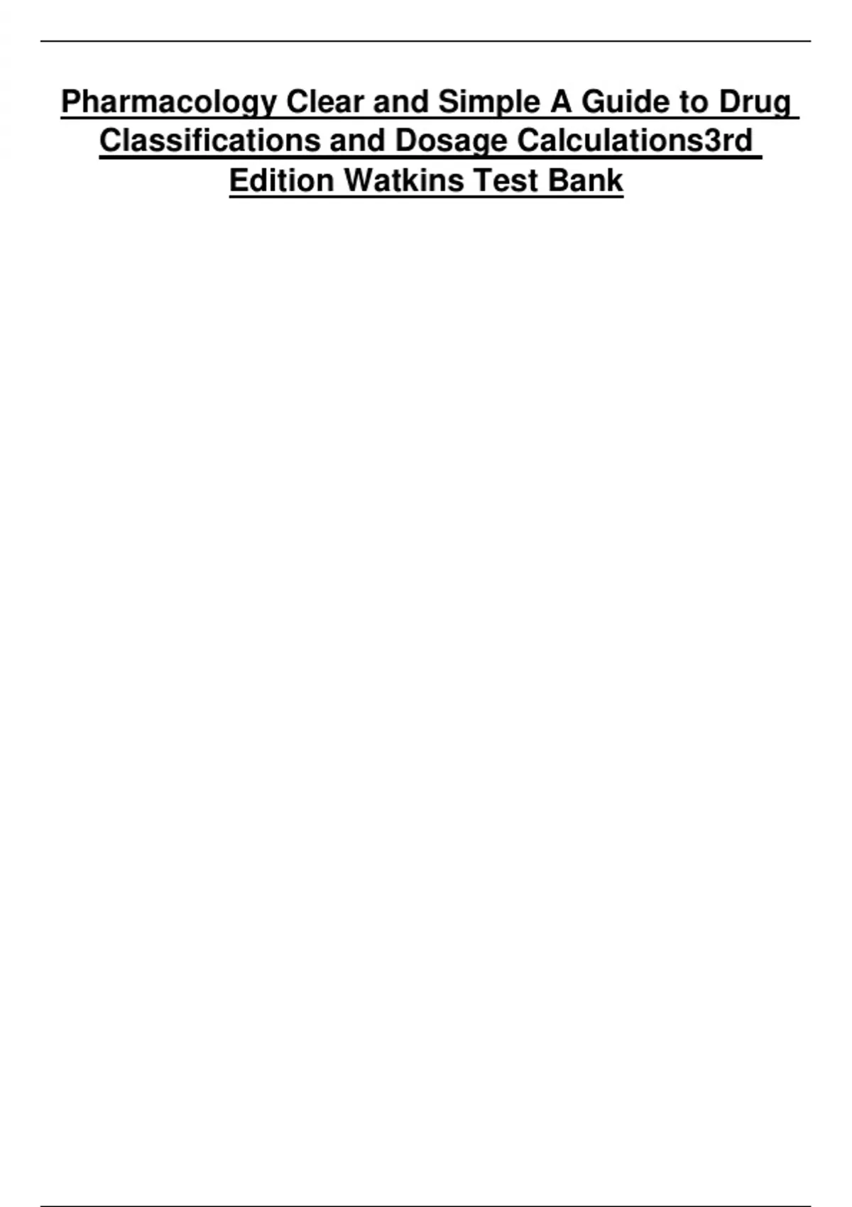 Exam (elaborations) Pharmacology Clear and Simple A Guide to Drug ...