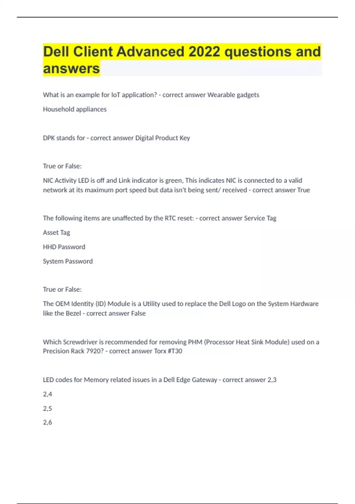 Dell Client Advanced 2022 questions and answers - Dell Client ...