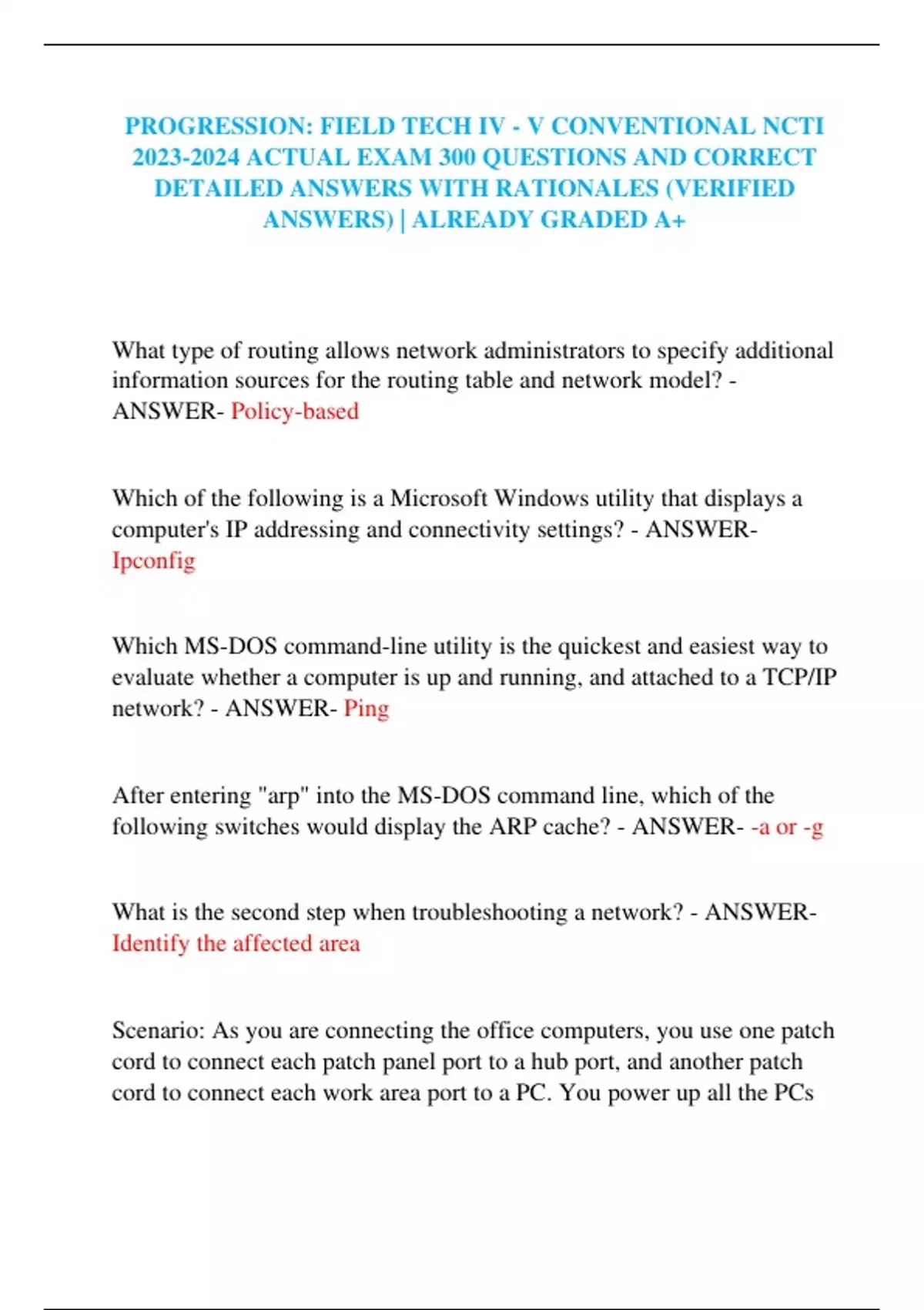 PROGRESSION: FIELD TECH IV - V CONVENTIONAL NCTI ACTUAL EXAM 300 ...