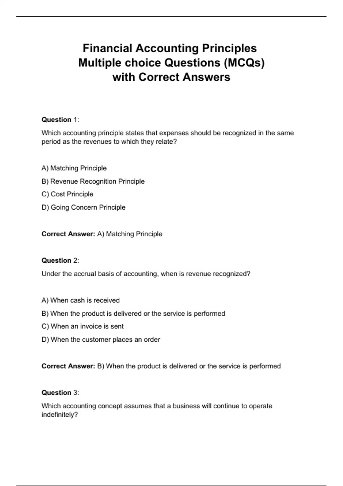 Fac1502 Financial Accounting Principles Concept Papers Mcqs With Correct Answers A Grade