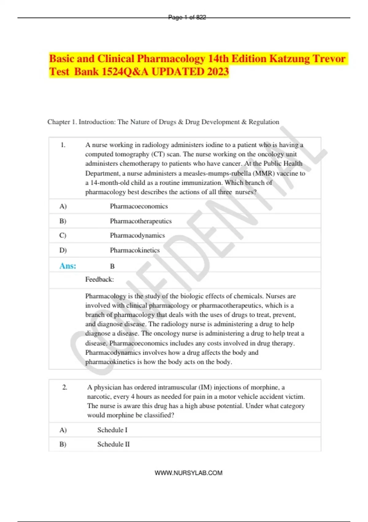 Basic and Clinical Pharmacology 14th Edition Katzung Trevor Test Bank ...