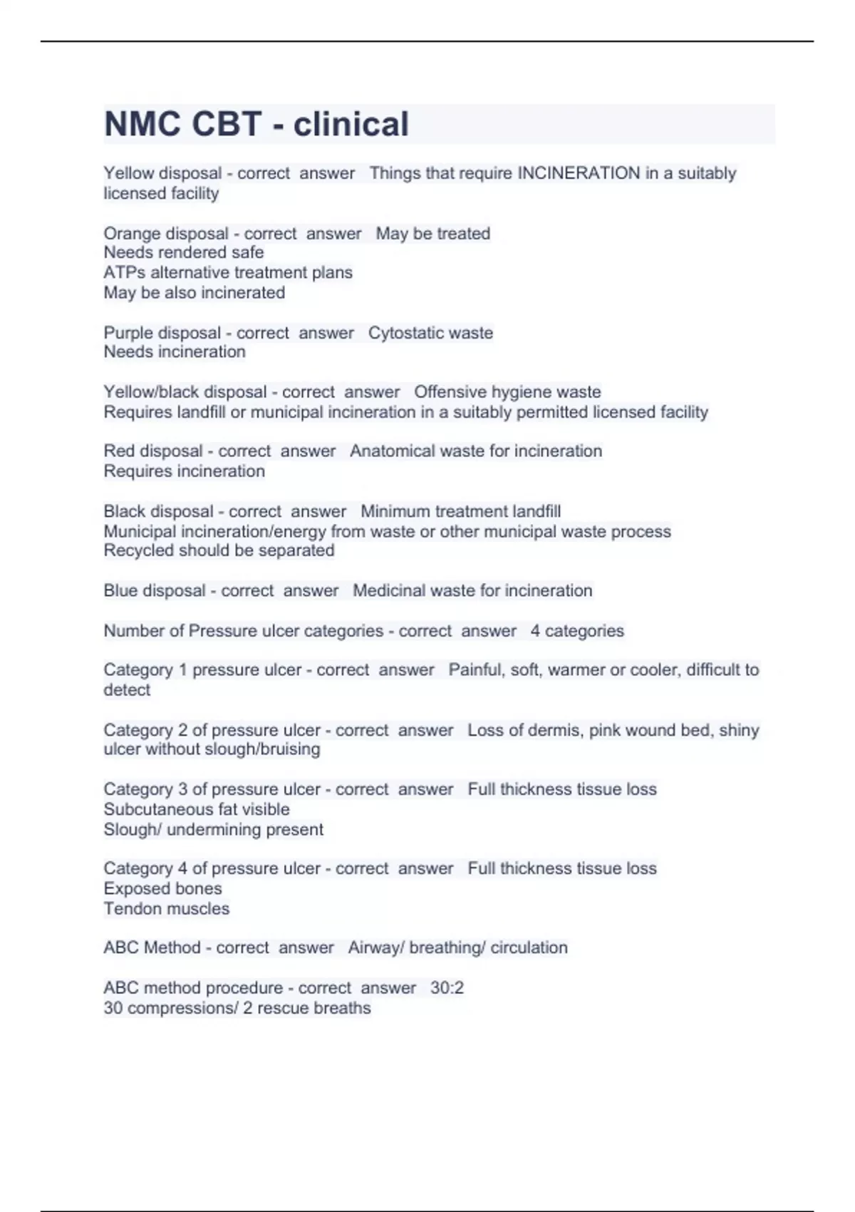 NMC CBT Questions with complete solution 2023 - CBT - Stuvia NL