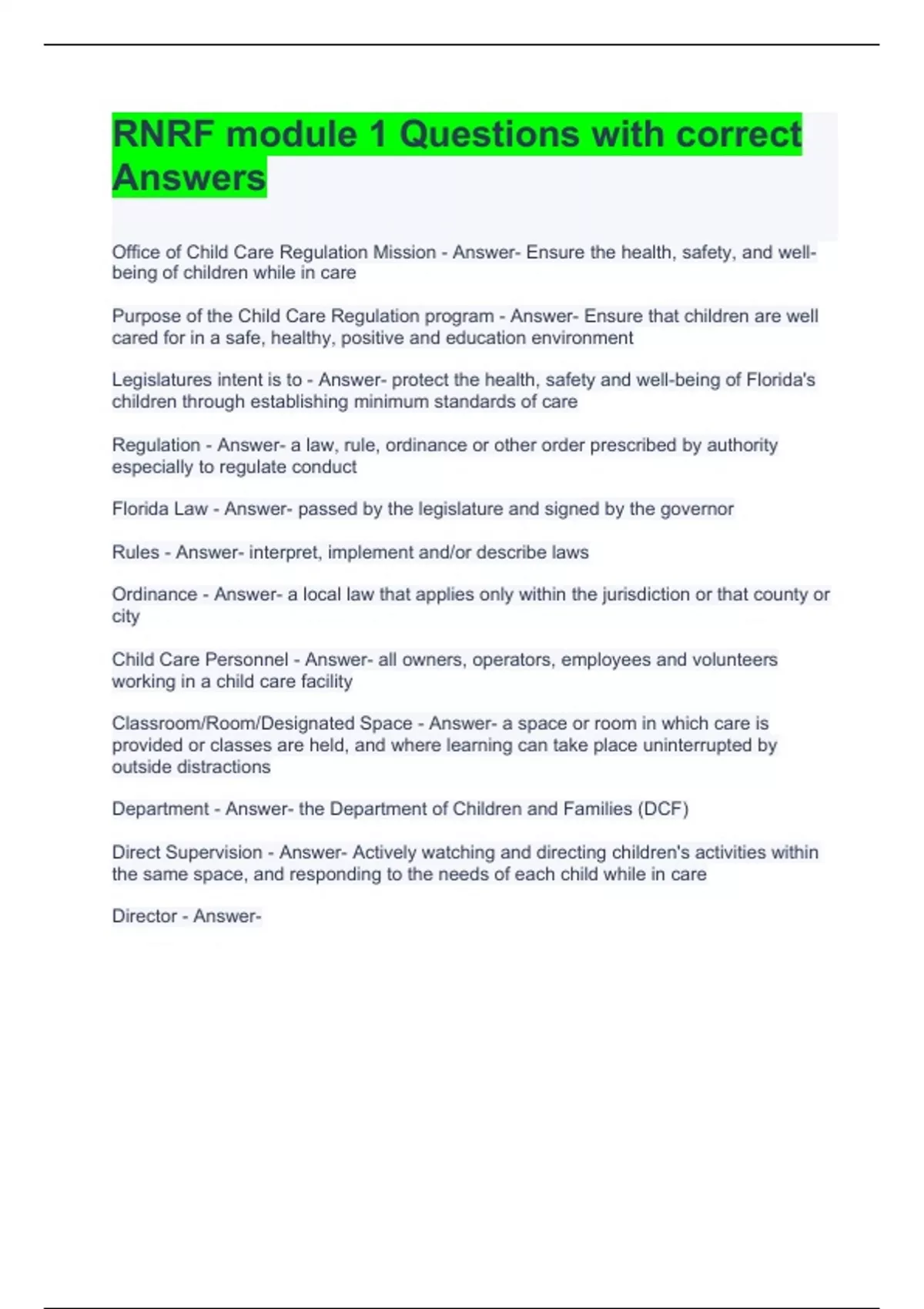 RNRF module 1 Questions with correct Answers - RNRF - Stuvia US