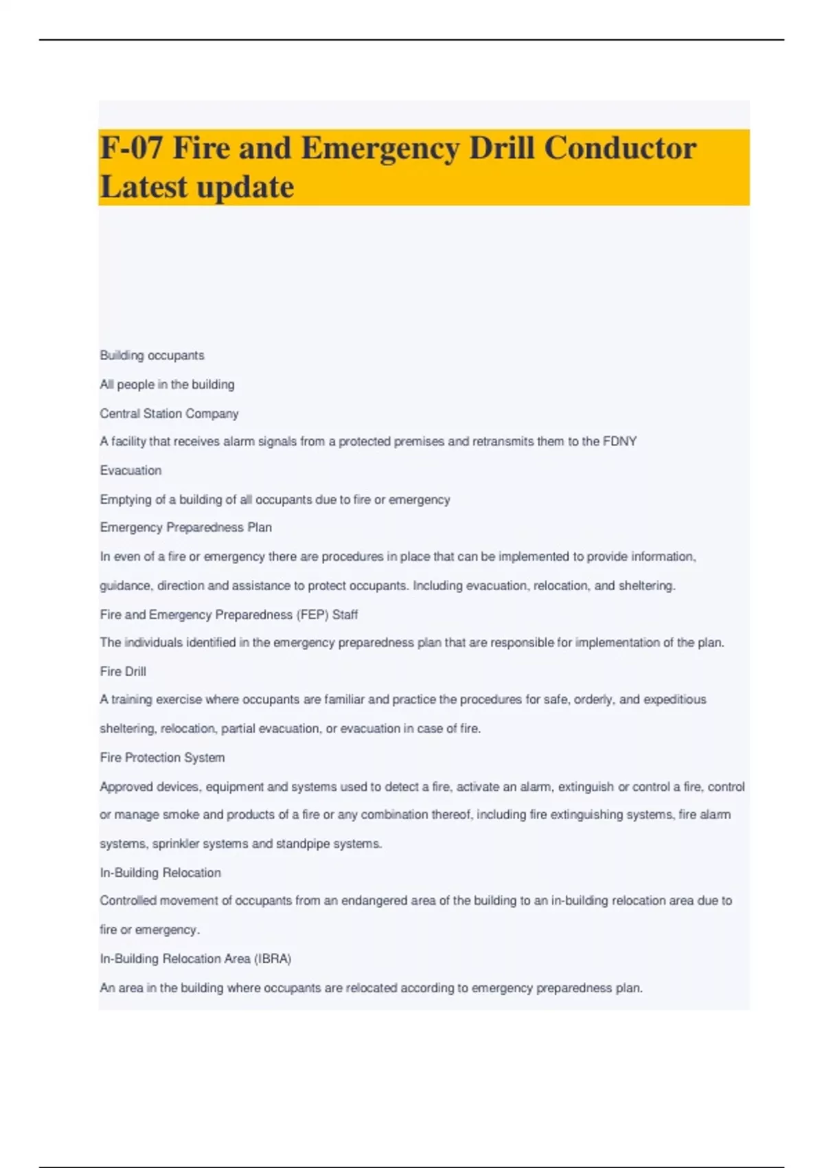 F-07 Fire and Emergency Drill Conductor Latest update - F-07 Fire And ...