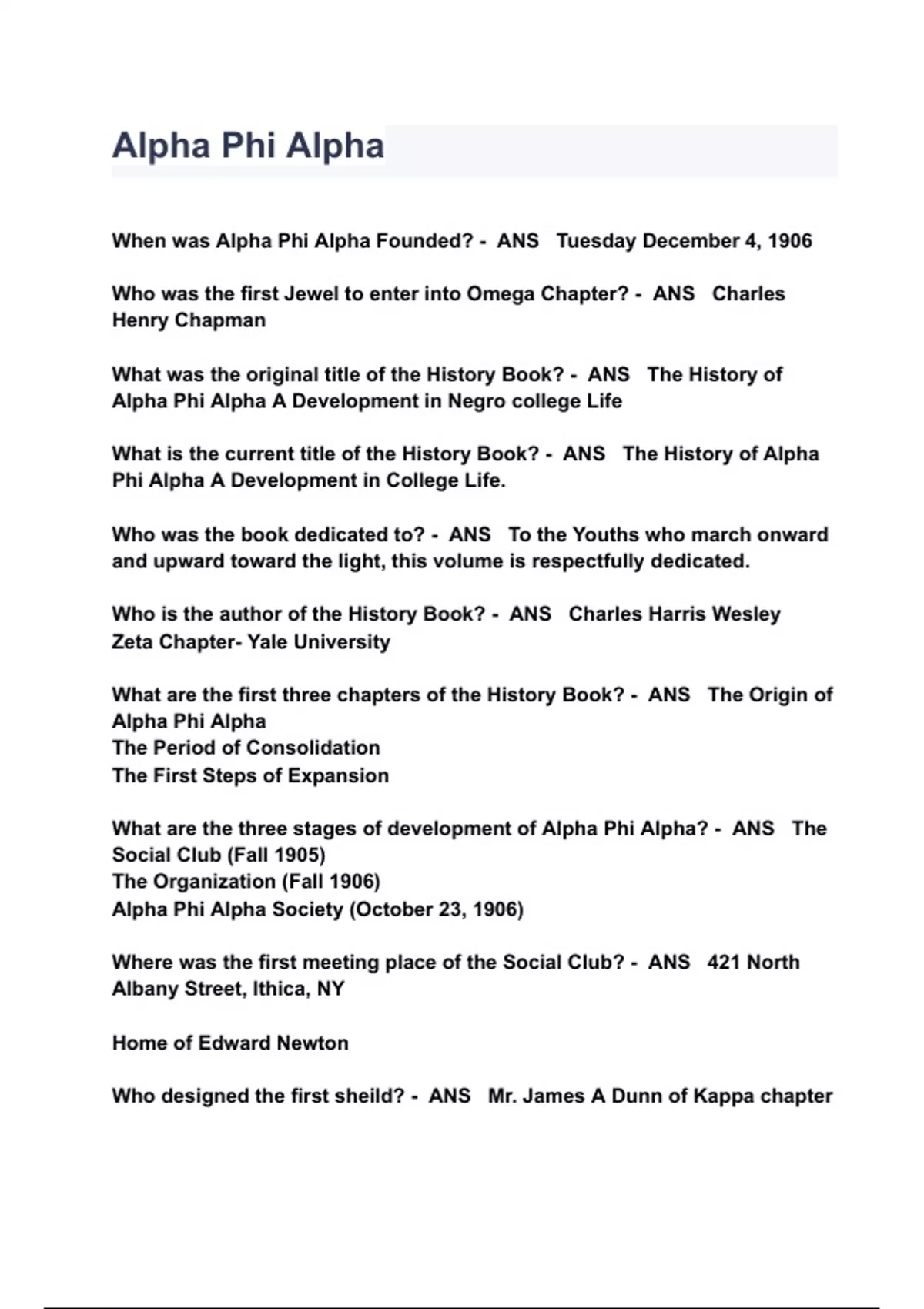 Alpha Phi Alpha QUESTIONS & ANSWERS 2023 ( A+ GRADED 100% VERIFIED ...