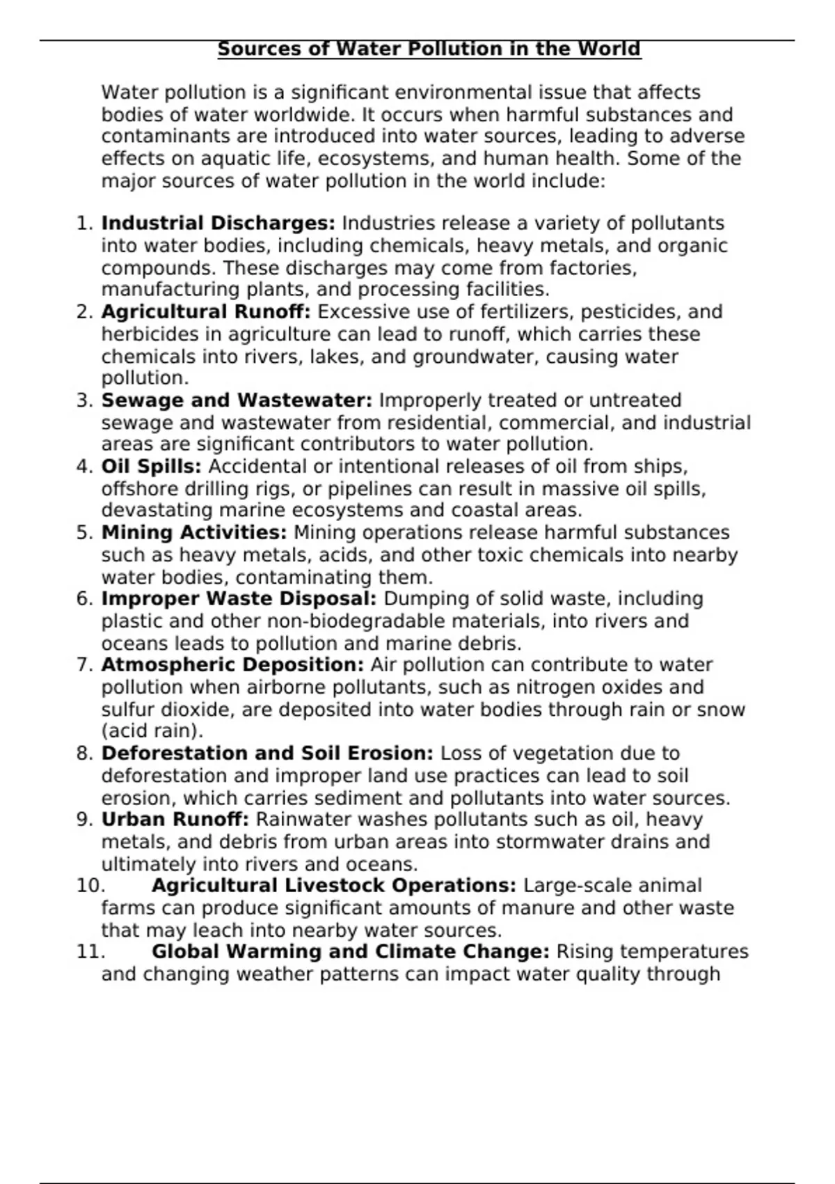 Summary A Comprehensive Guide to Water Pollution World Wide ...