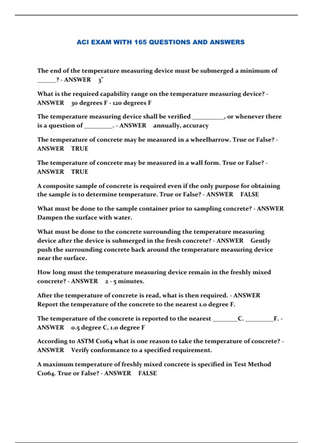 ACI PACKAGED EXAMS - Stuvia US