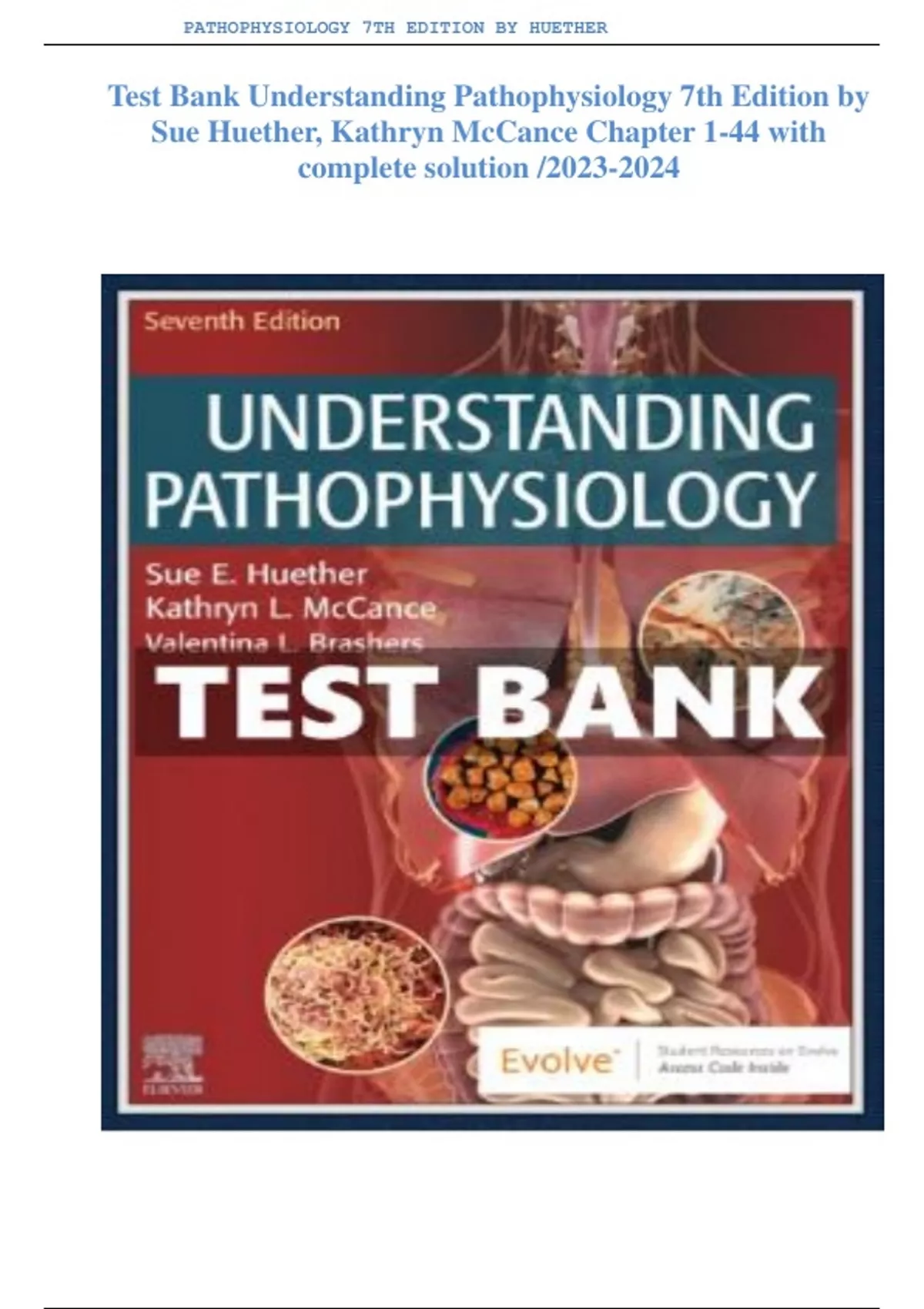 Test Bank Understanding Pathophysiology 7th Edition by Sue Huether ...