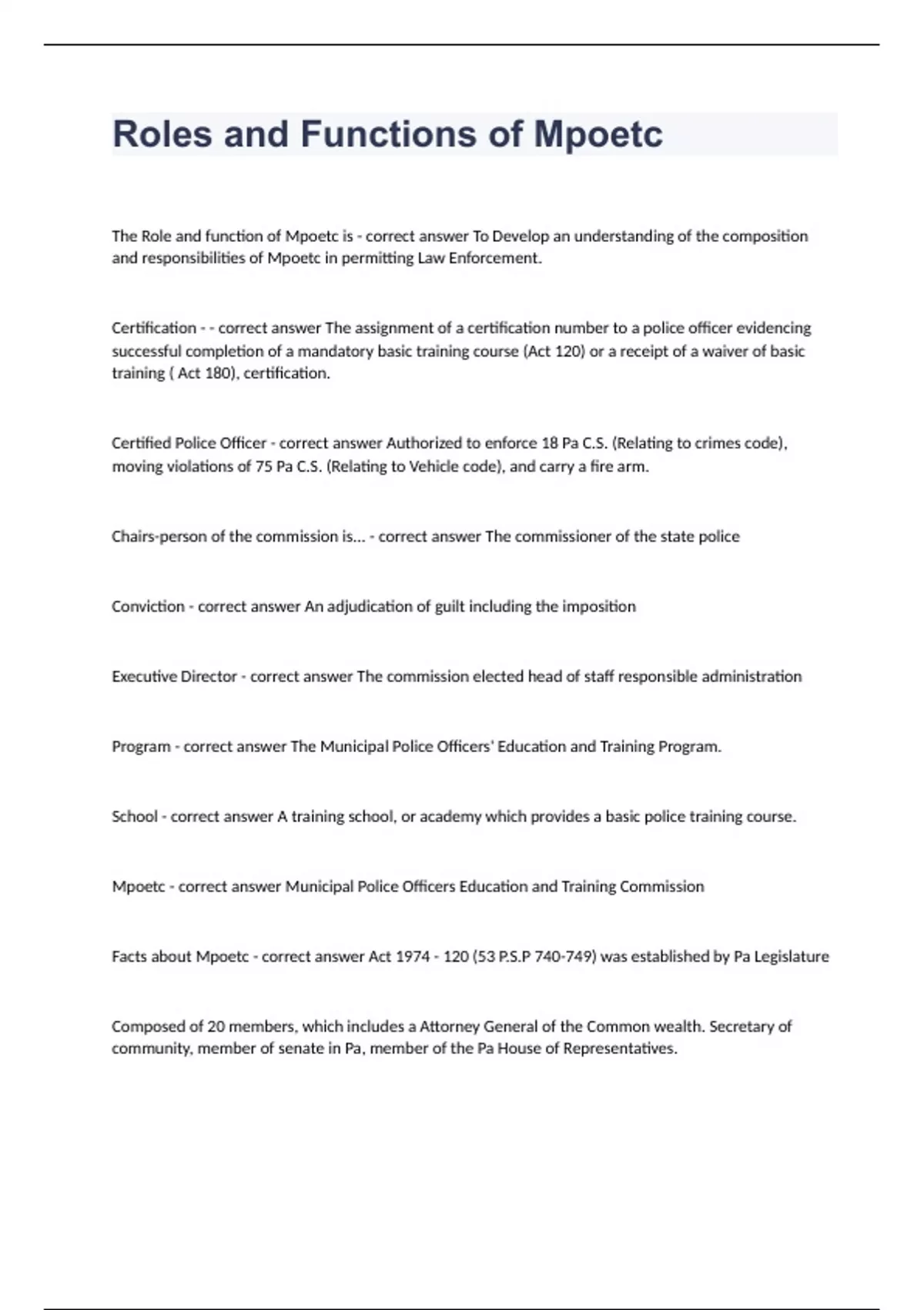 Roles and Functions of Mpoetc fully solved graded A+ 2023 - MPOETC ...