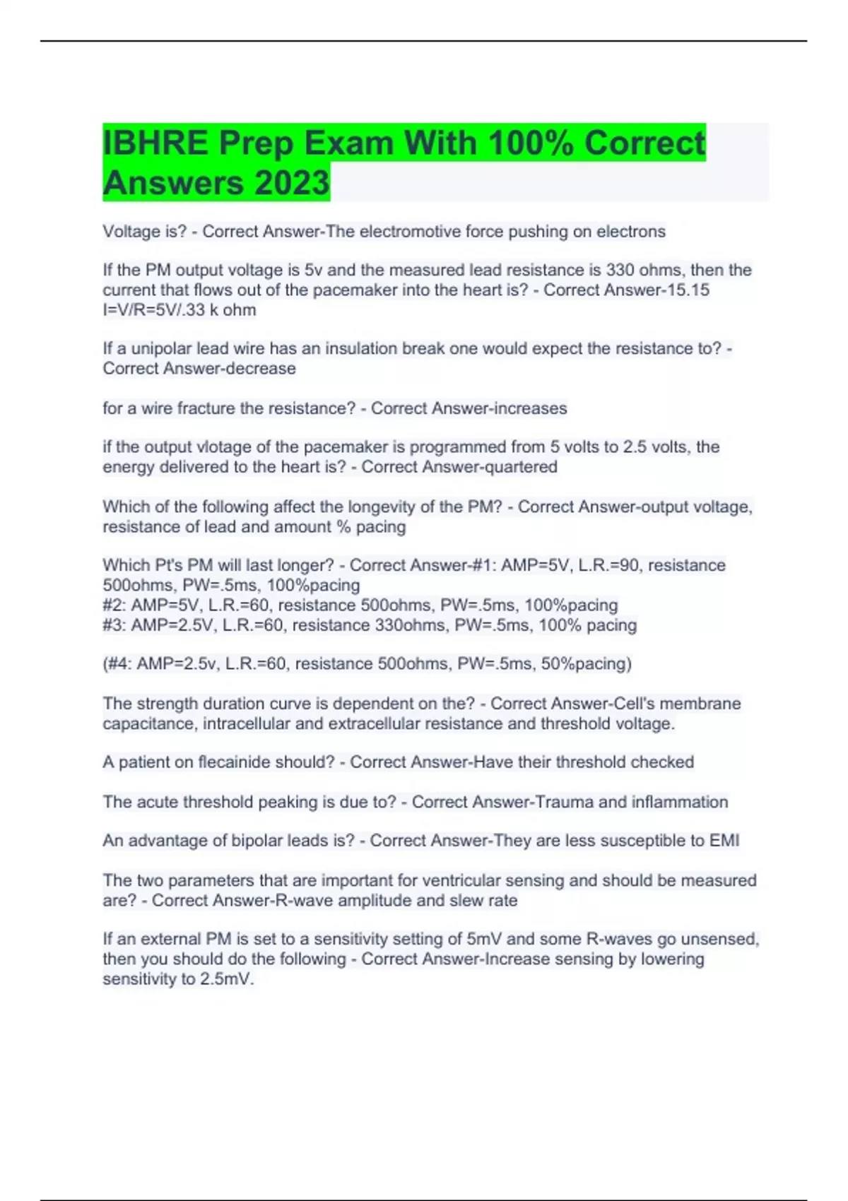 Package deal for IBHRE CEPS Exam Questions With 100% Correct Answers ...