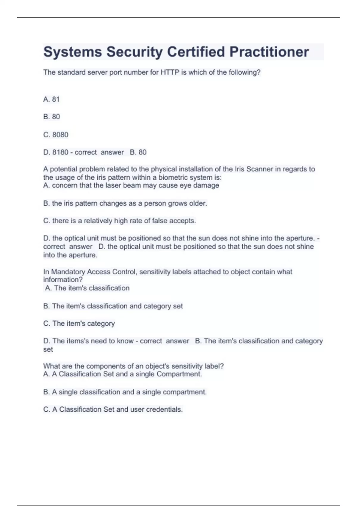 PACKAGE DEAL OF SSCP QUESTIONS WITH COMPLETE SOLUTION 2023 COMPILATION ...